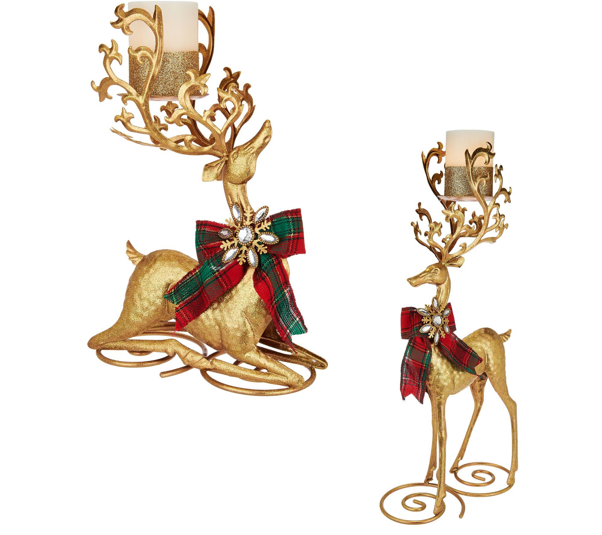 Kringle Express Metal Standing or Kneeling Reindeer w/ FlamelessCandle ...