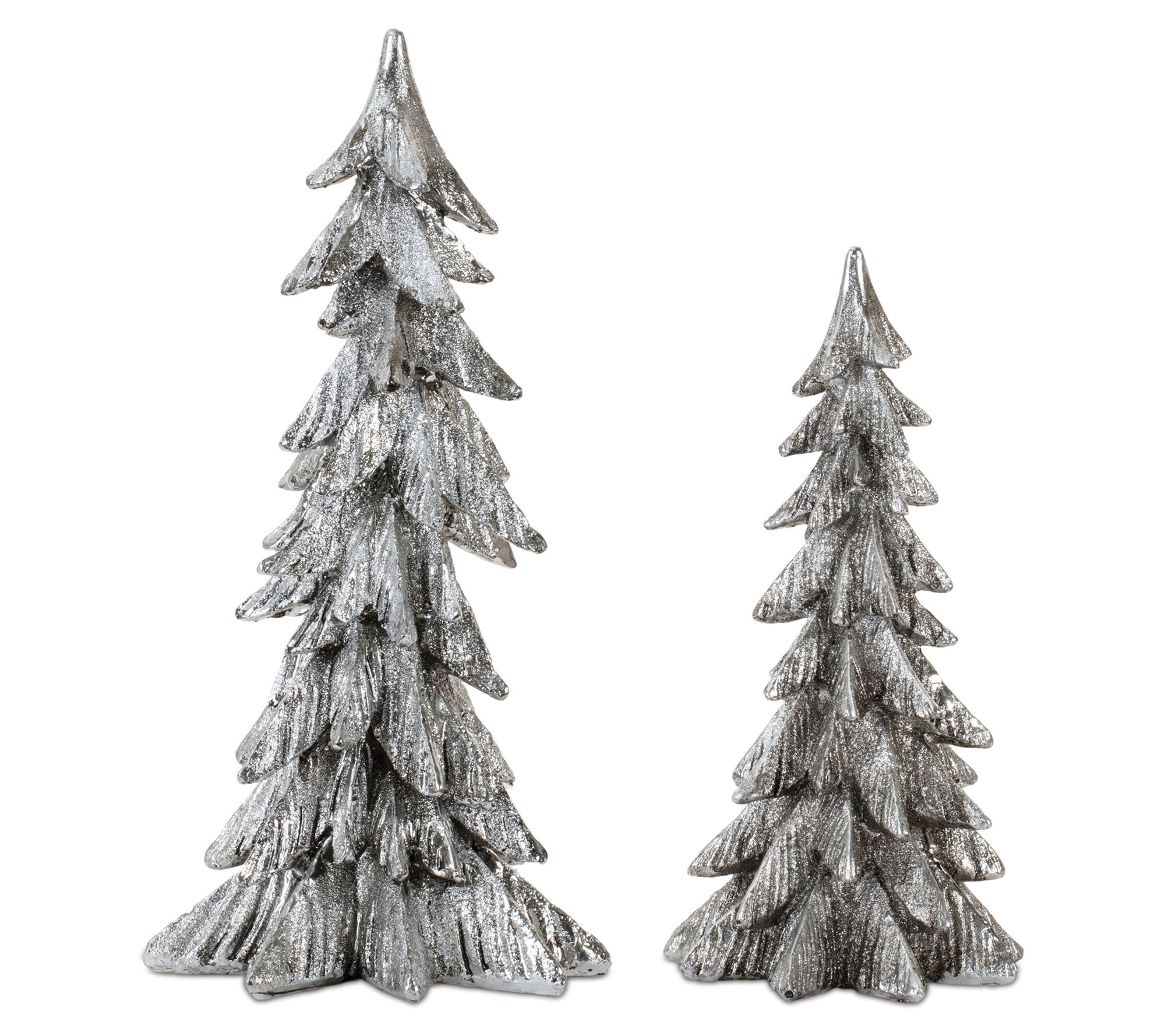 Melrose Glittered Silver Pine Tree (Set of 2) - QVC.com