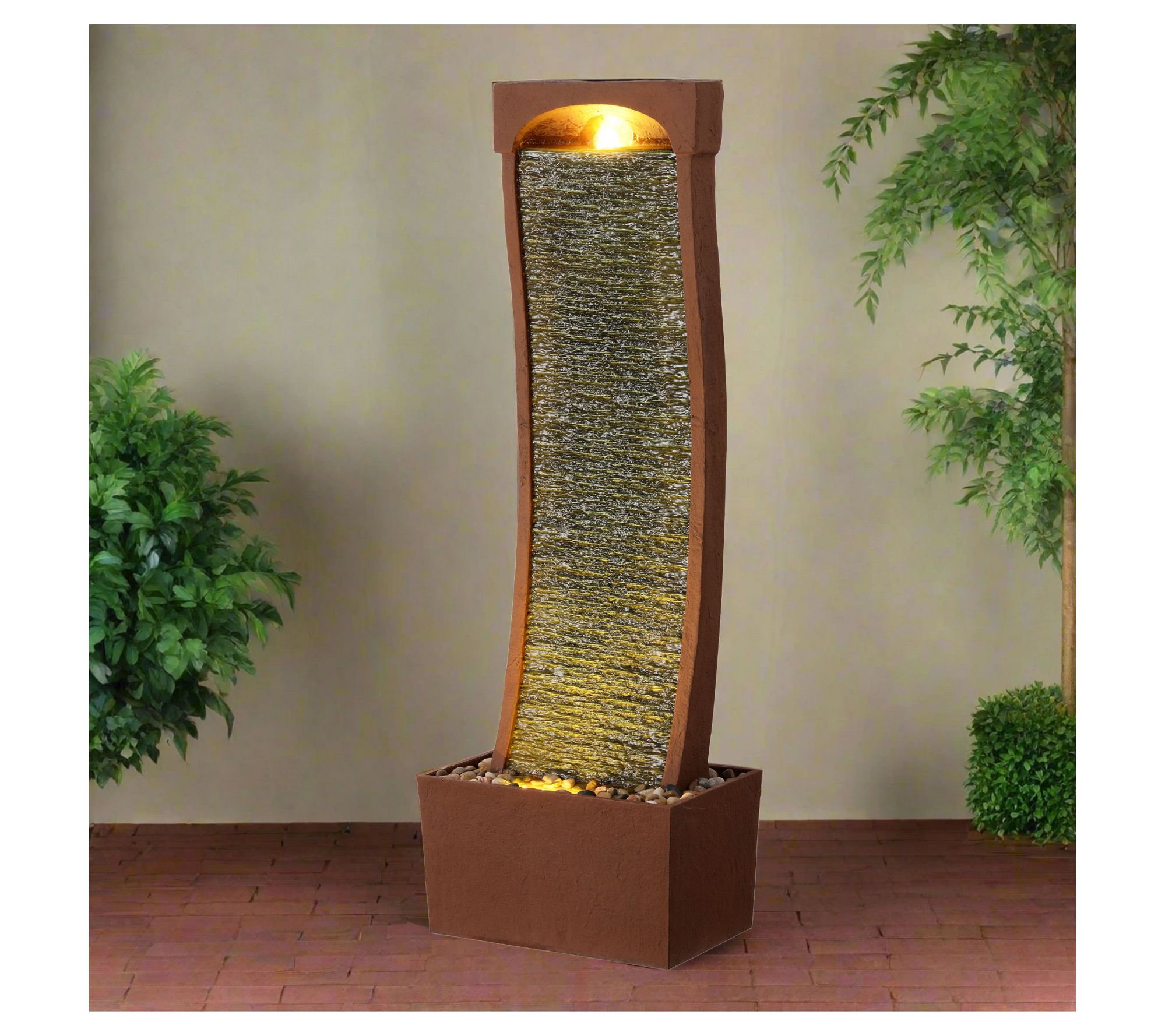 Teamson Home 38.5" Curved Waterfall Fountain with LED - QVC.com