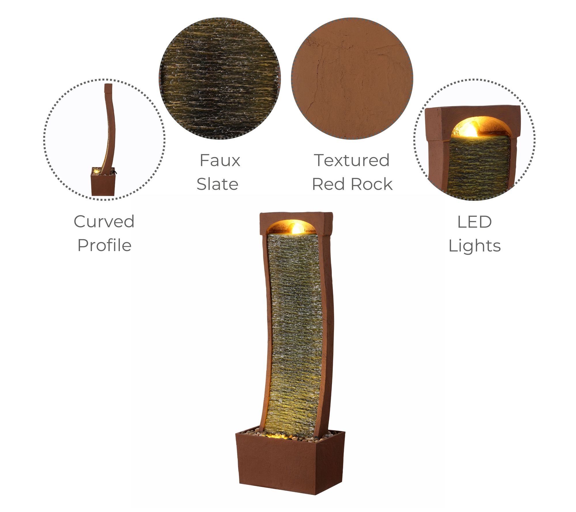 Teamson Home 38.5" Curved Waterfall Fountain with LED - QVC.com