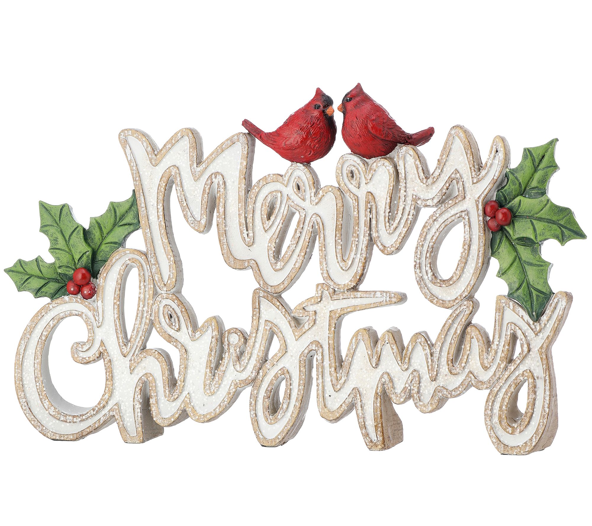 12" Merry Christmas Tablepieceby Valerie - QVC.com