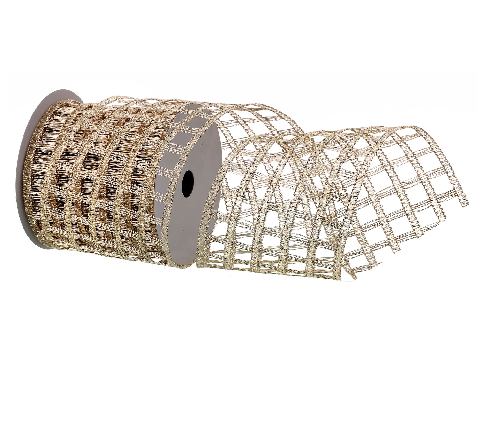 4"X10y Knitted Metallic Net Ribbon by Valerie - QVC.com