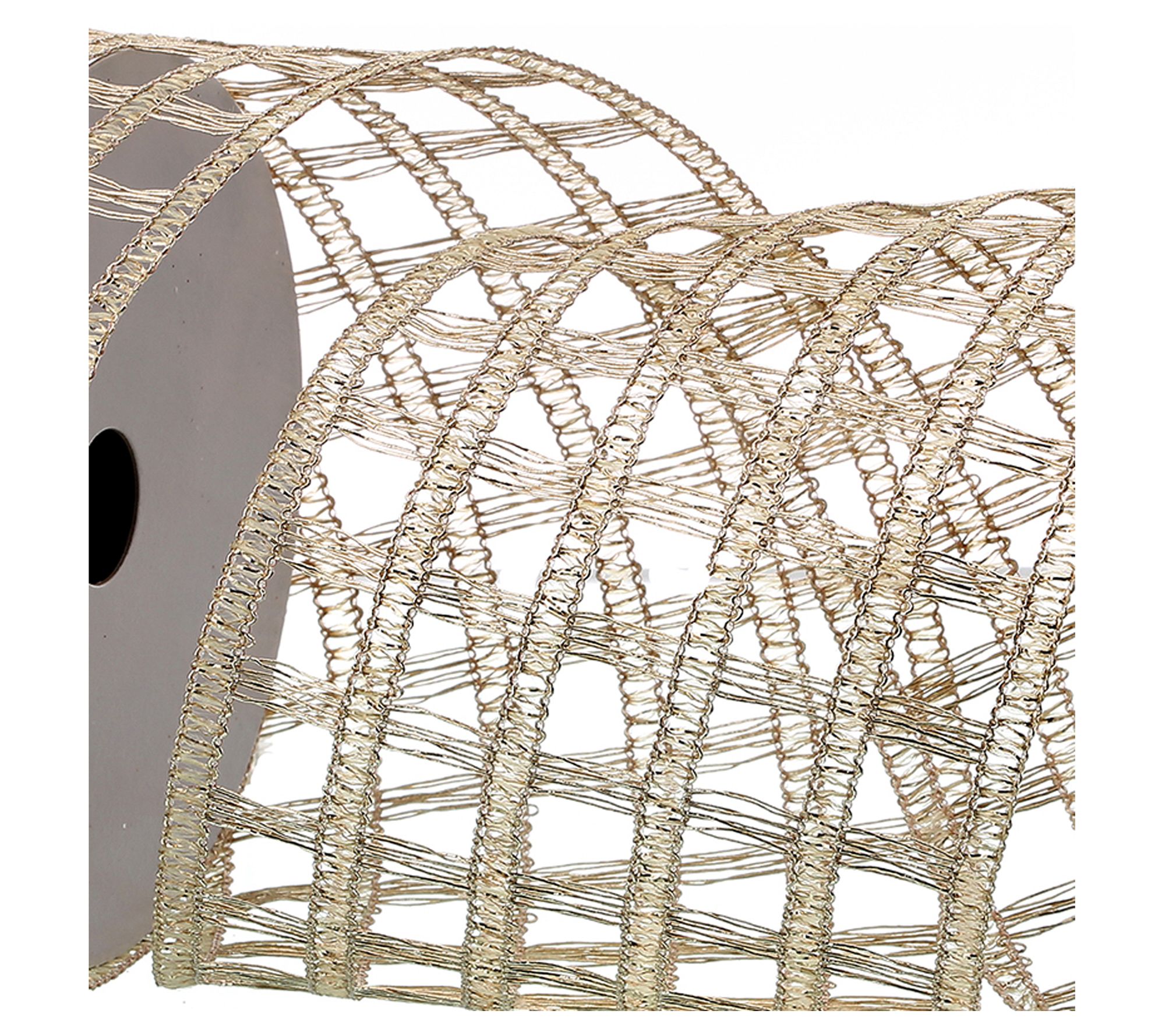 4"X10y Knitted Metallic Net Ribbon by Valerie - QVC.com