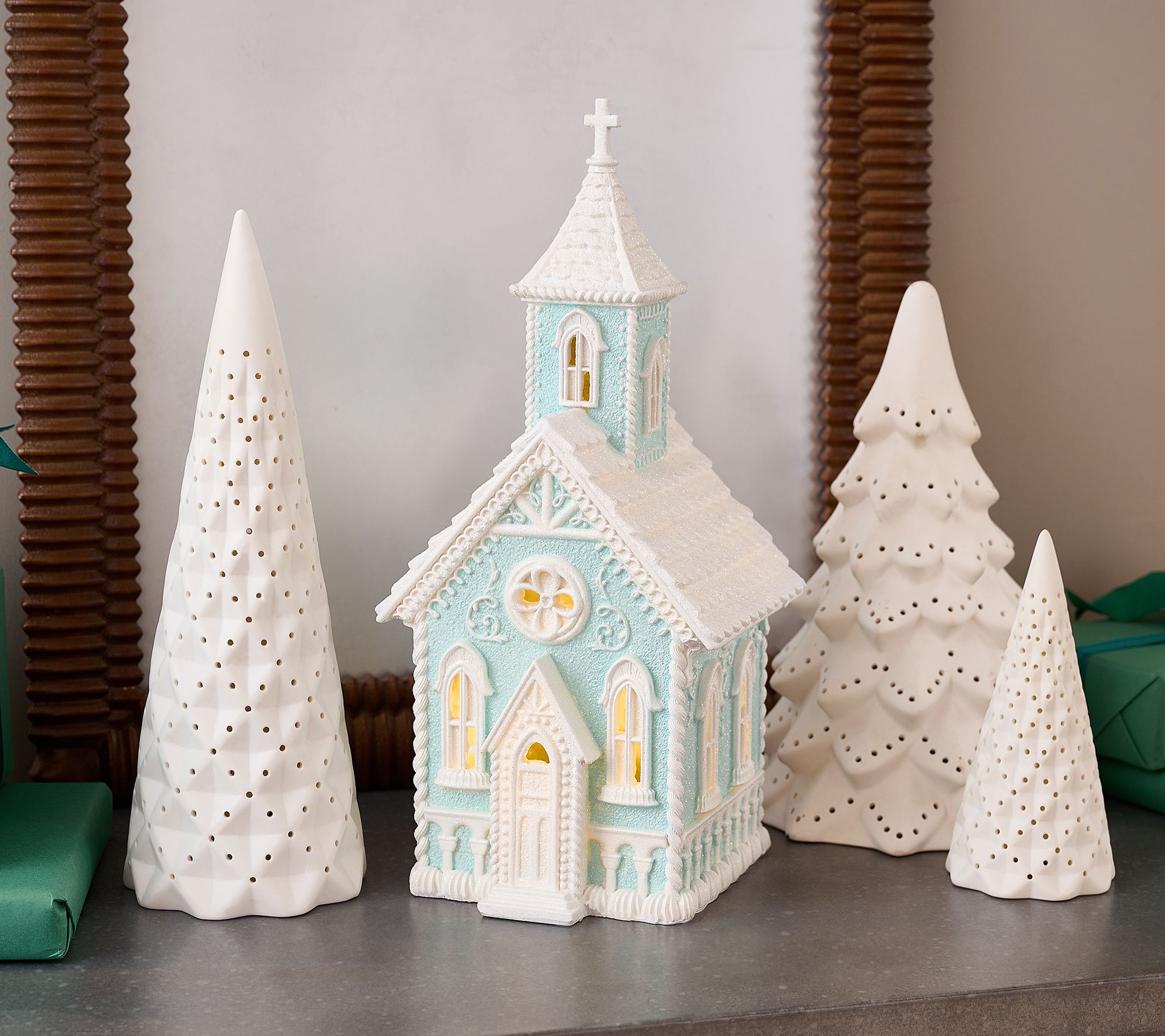 "As Is" 15" Illuminated Gingerbread Lace Church by Valerie - QVC.com