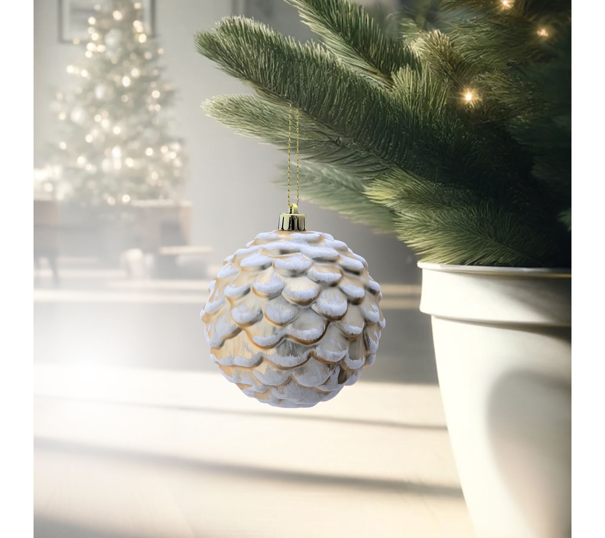 100mm Shiny Globe Cone Ornament Box of 4 By Valerie - QVC.com