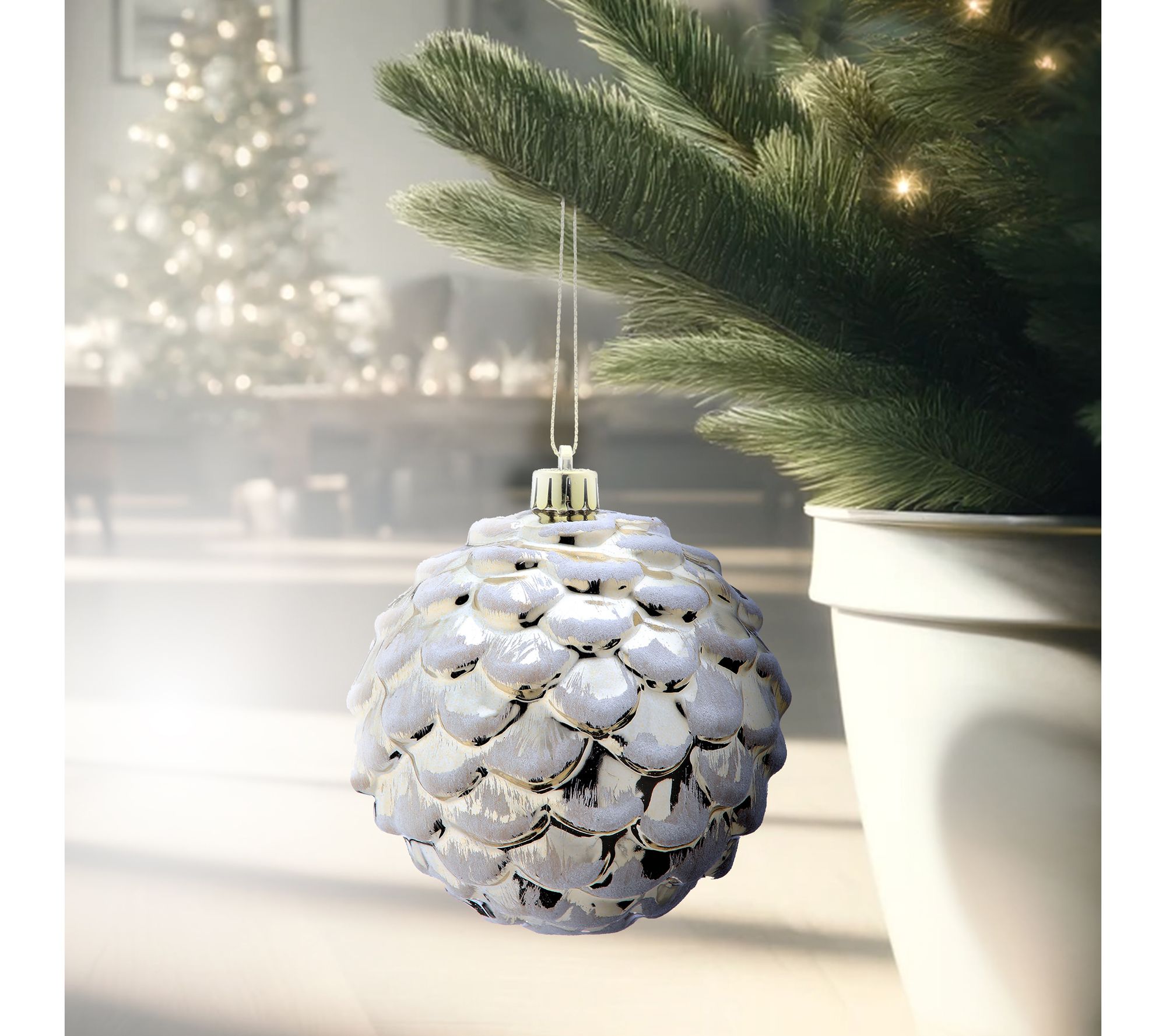 100mm Shiny Globe Cone Ornament Box of 4 By Valerie - QVC.com