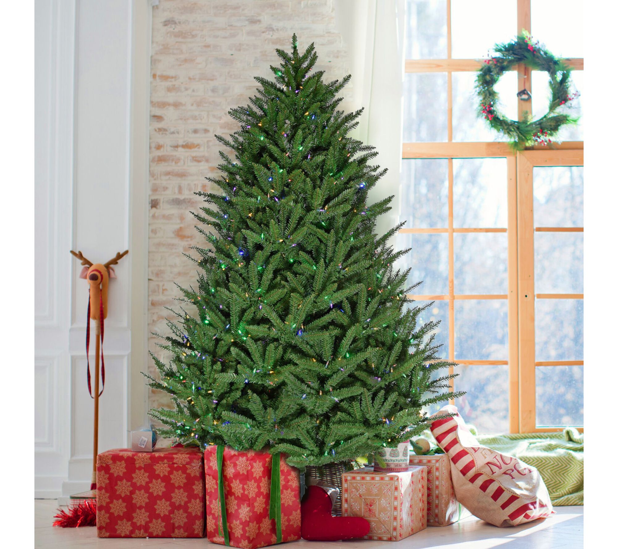 Fraser Hill Farm 7.5-ft. Centerville Pine Christmas Tree wit - QVC.com