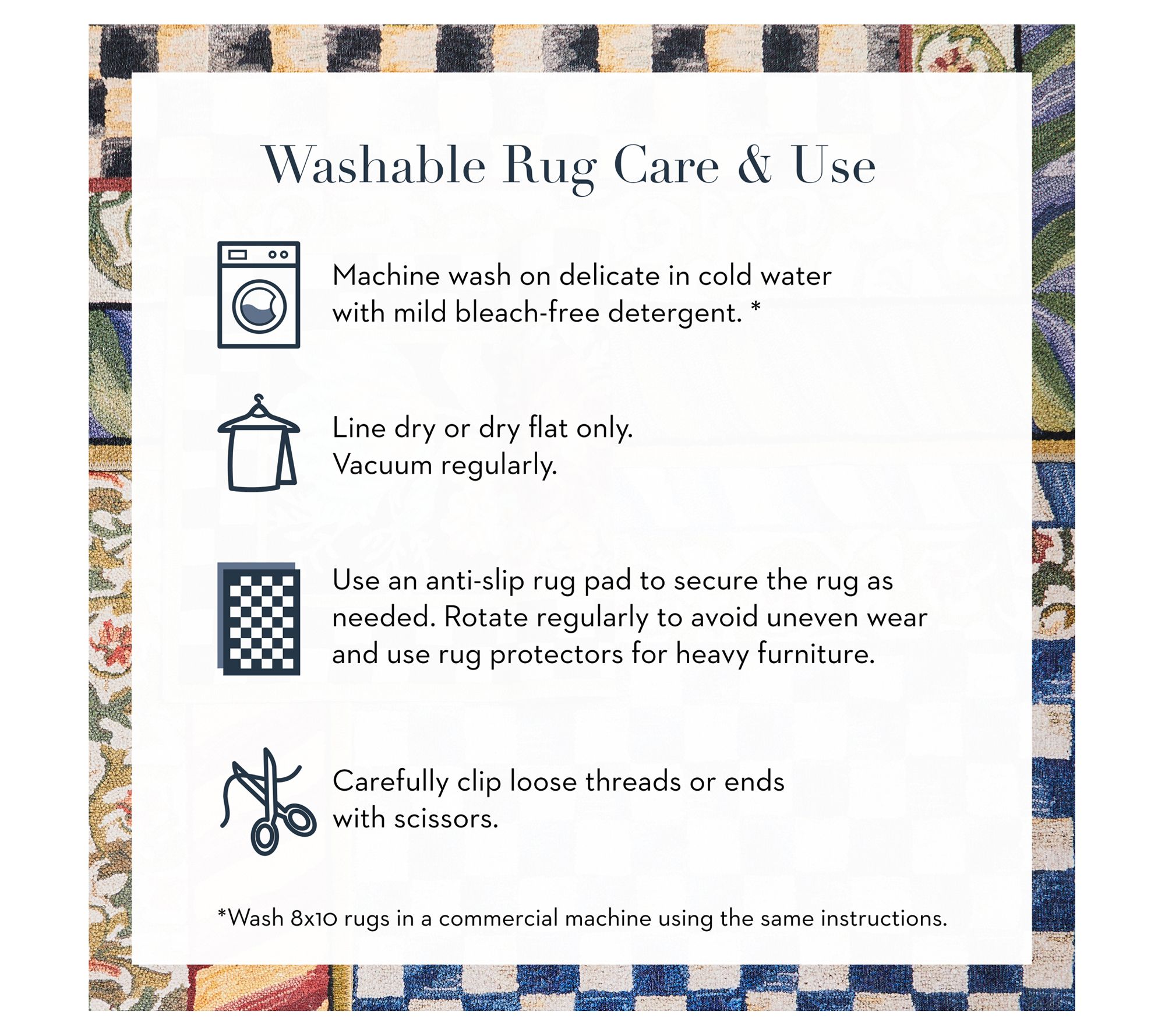 MacKenzie-Childs Flower Market 2' x 3' Washable Rug - QVC.com