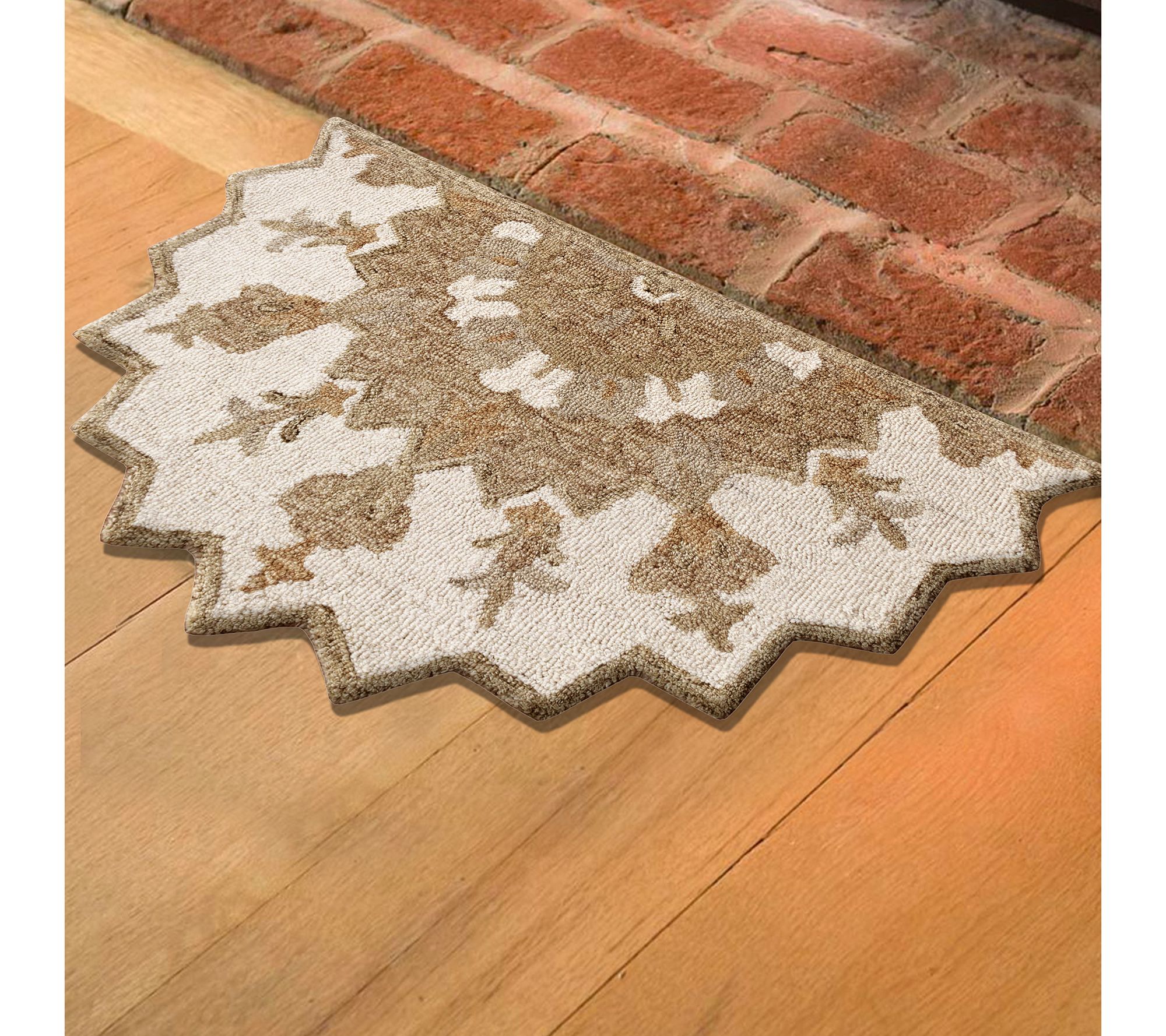 Ox Bay Beige Medallion Wool Hearth Indoor Rug,2'3" x 3'10" - QVC.com