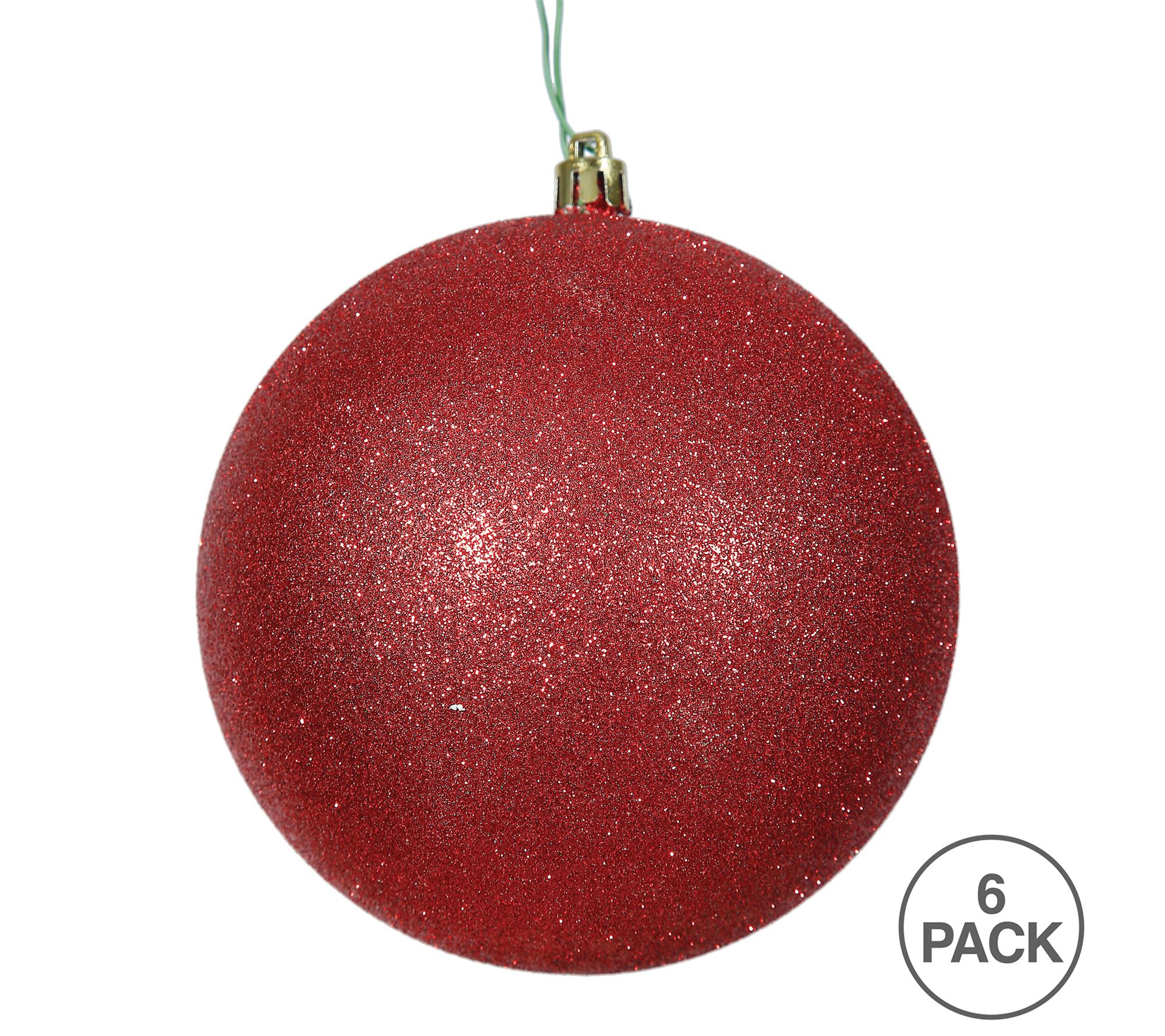 Vickerman 4" Glitter Ball Ornament, 6-Pack - QVC.com