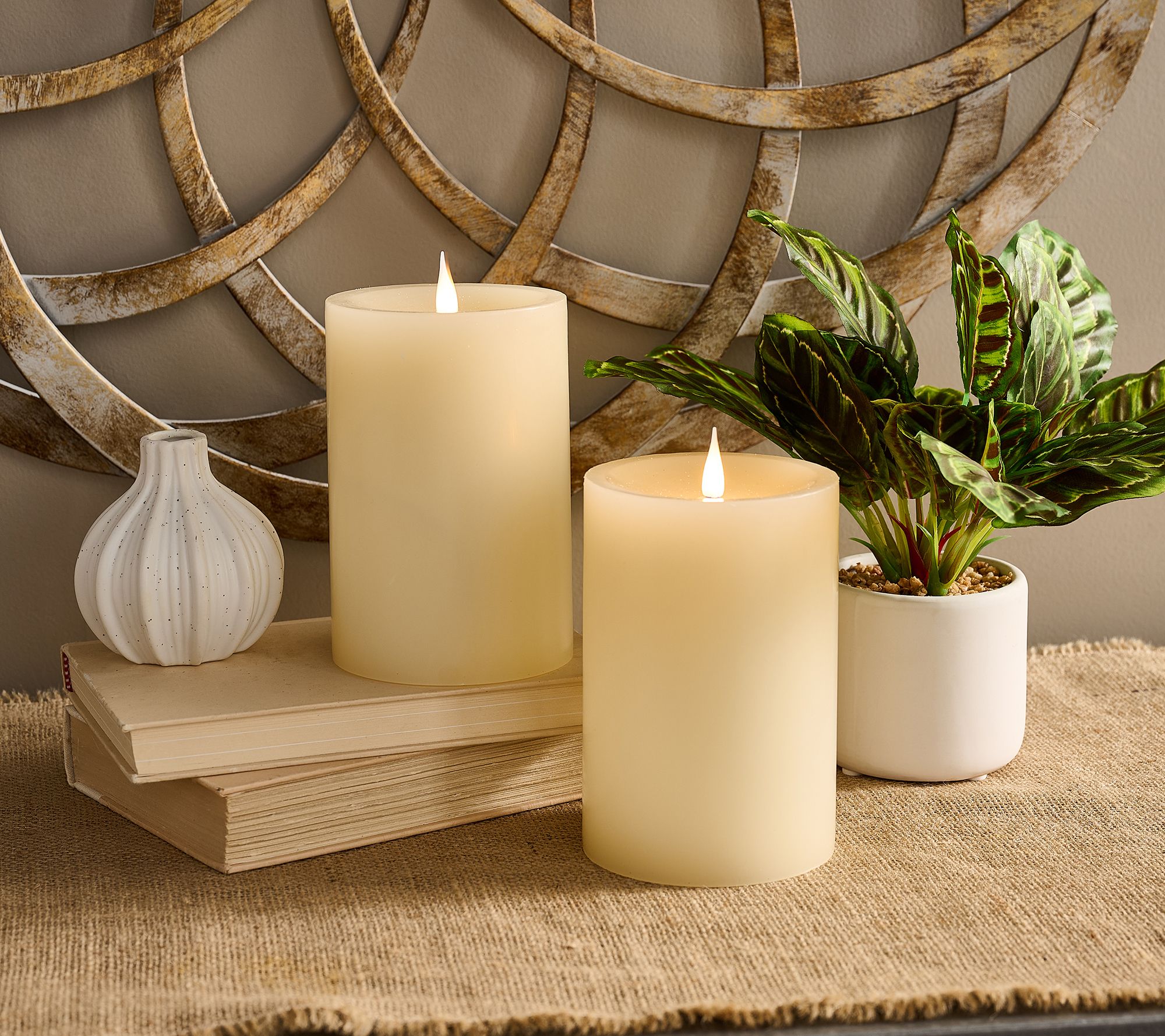 "As Is" Set of (2) 4" x 6" Candle Light Wax Candles by Valerie - QVC.com