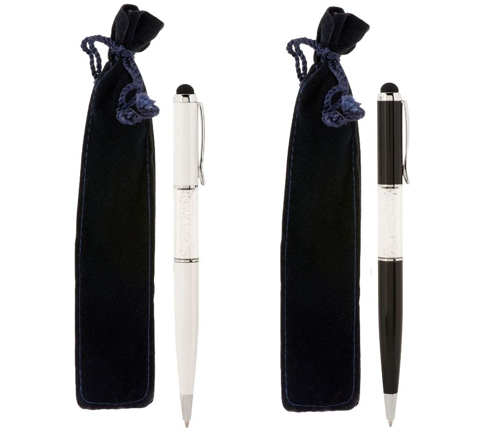 Set of 2 Crystal Filled Pens with Stylus Tip by Lori Greiner - QVC.com