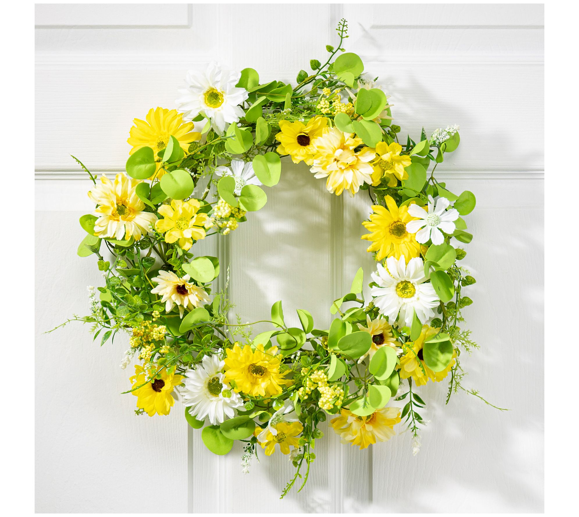 20" Floral Daisy Floral Single Wreath by GersonCo. - QVC.com