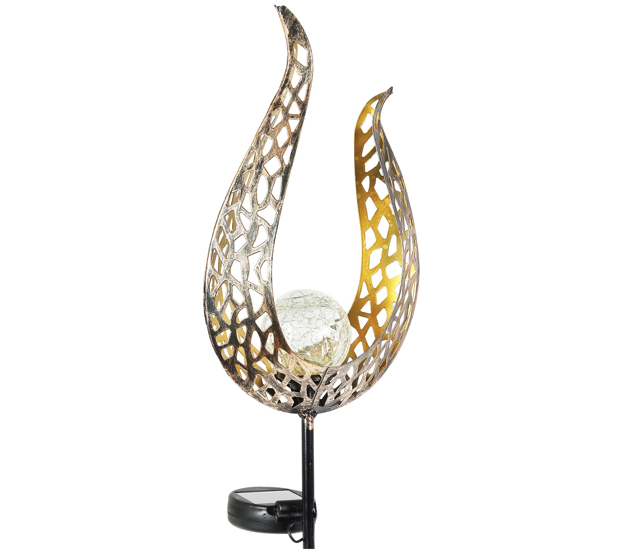 Exhart Solar Filigree Metal Flame Stake - QVC.com