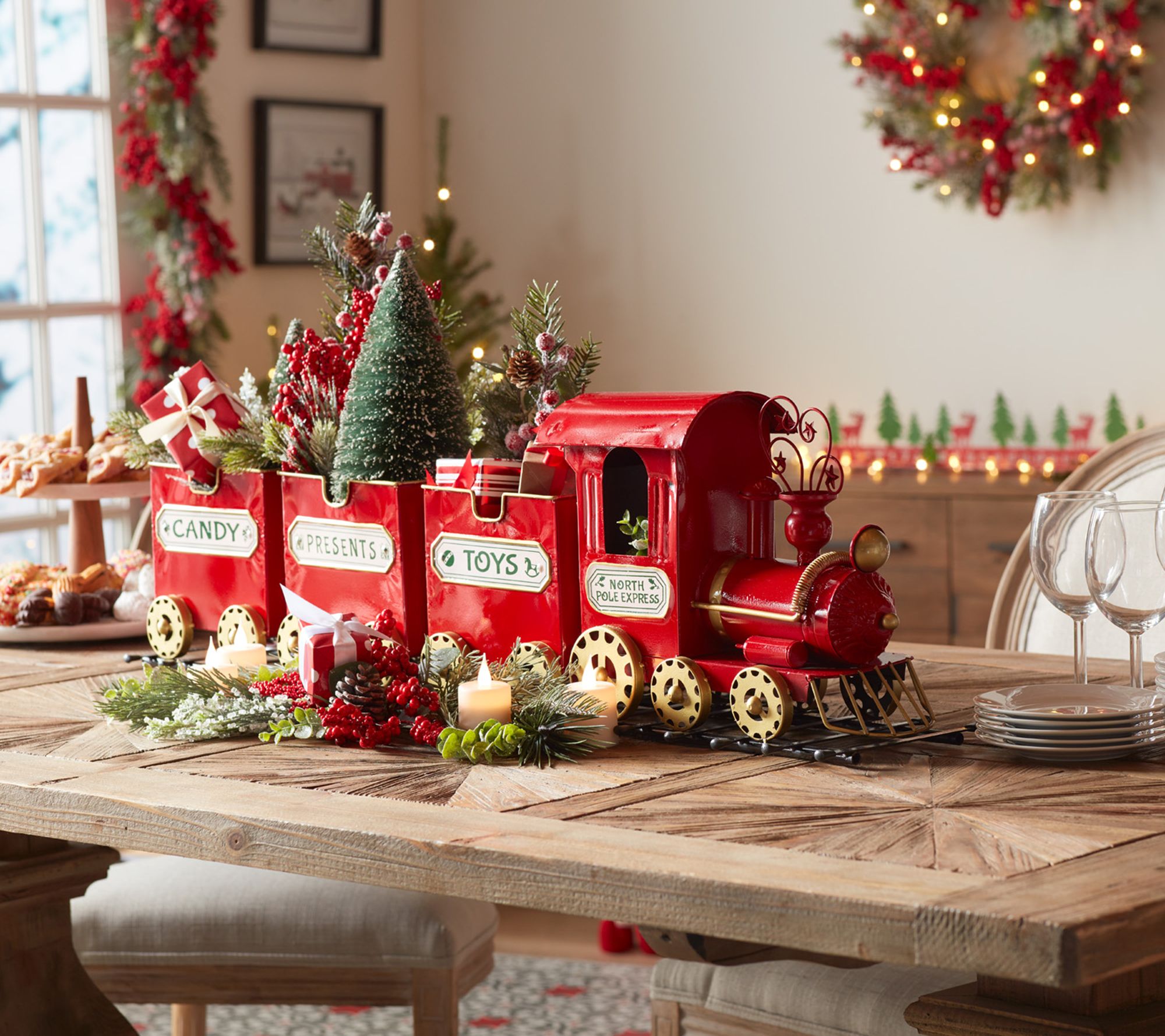 Melrose Metal Toy Train on Track Display 37"L - QVC.com