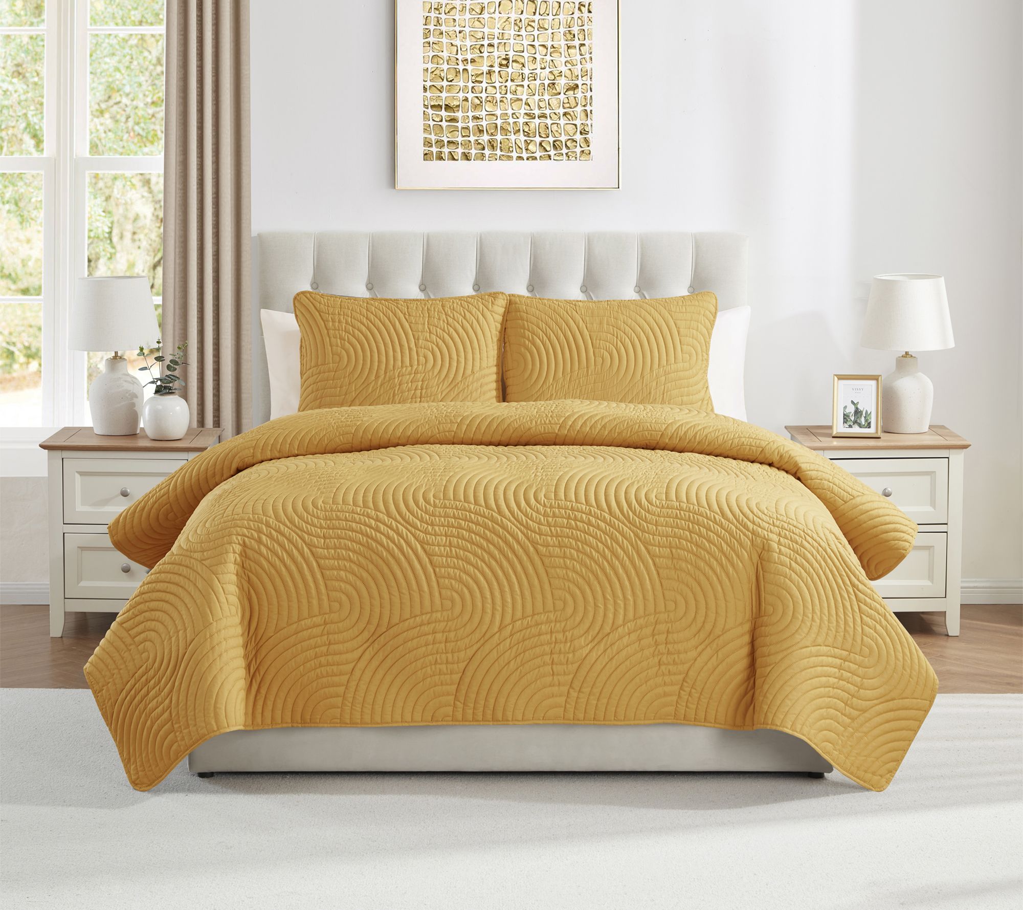 VCNY Home Sands 3pc Curved Textured Quilt Set,Full/ Queen - QVC.com
