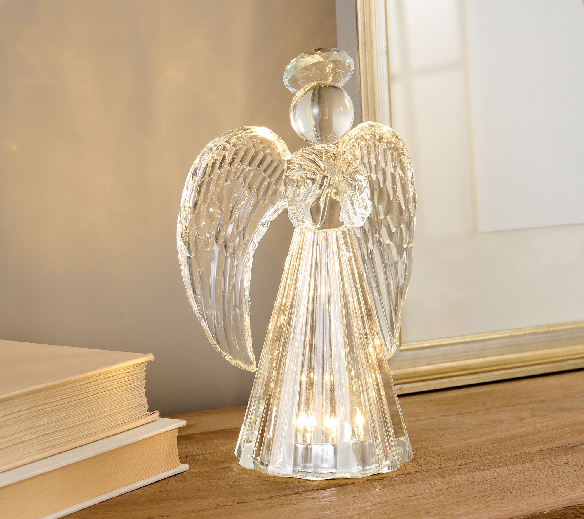"As Is" 9.5" Illuminated Faceted Glass Angel by Valerie - QVC.com