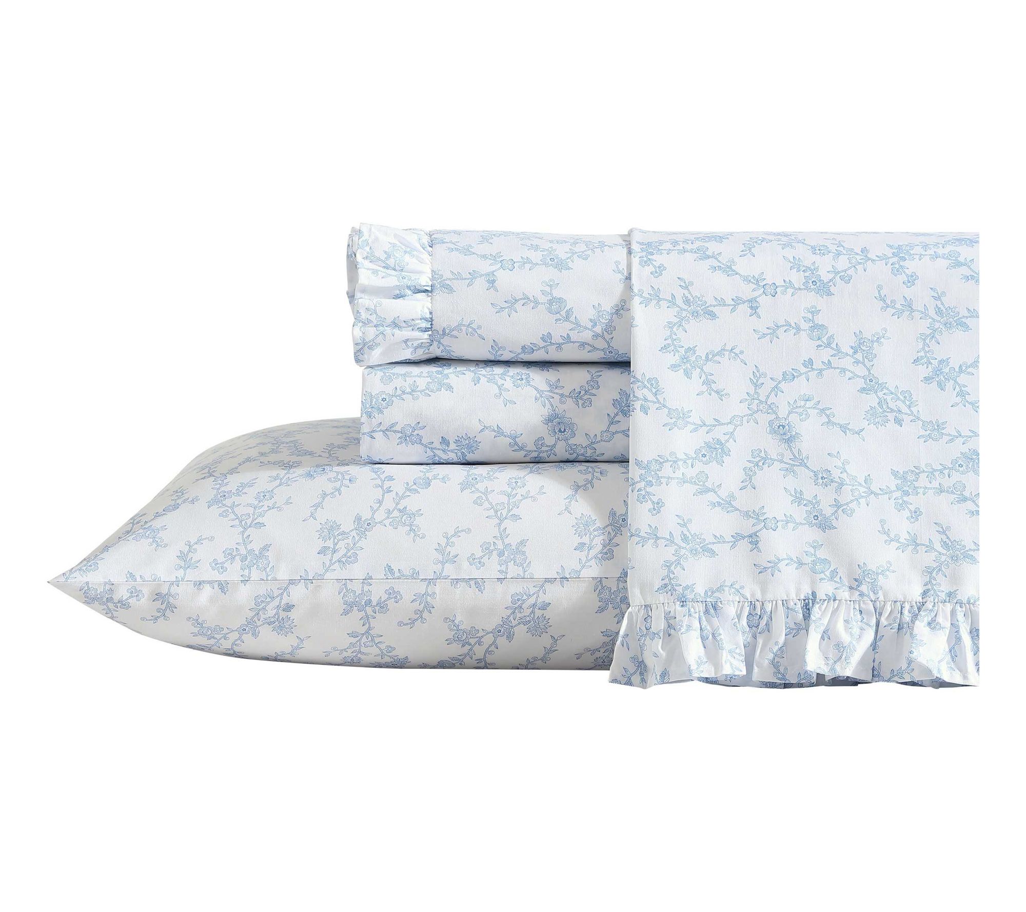 Laura Ashley Victoria Blue Queen Sheet Set - QVC.com