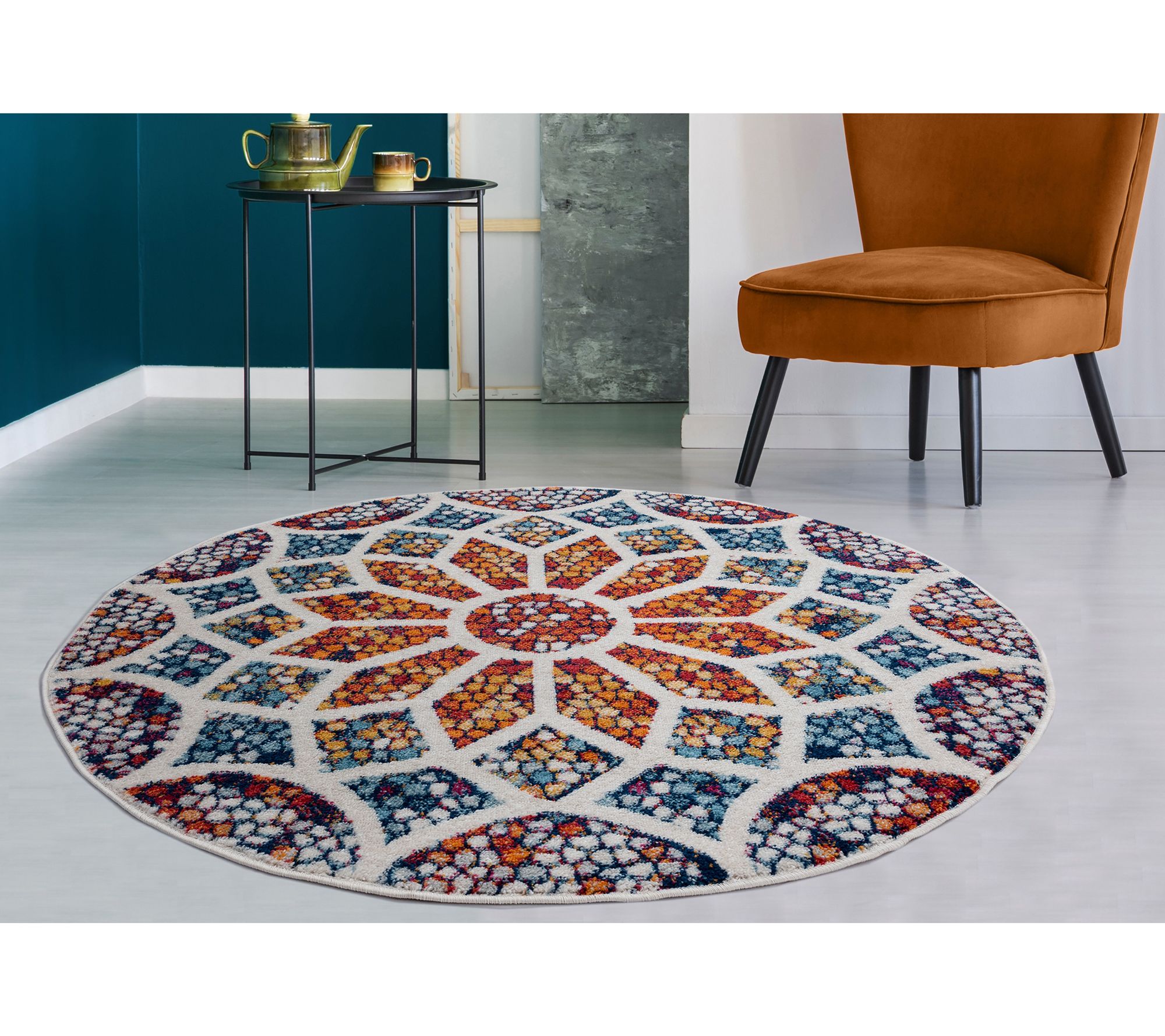Ox Bay Medallion Polypropylene Indoor Rug, 4'4"Round - QVC.com