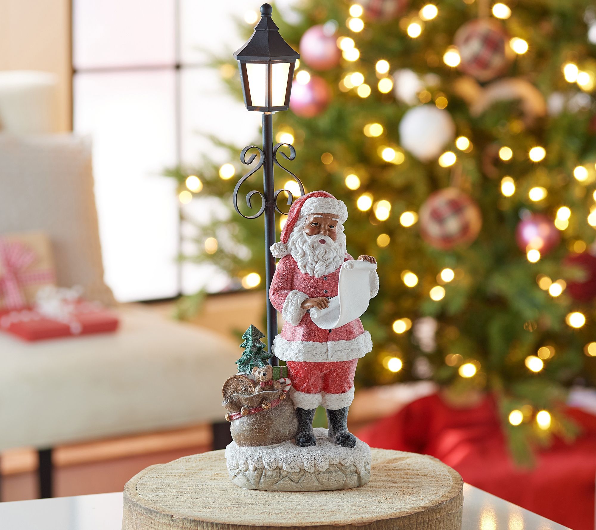 18 Illuminated Santa With List Lamp Post By Valerie Qvc Com