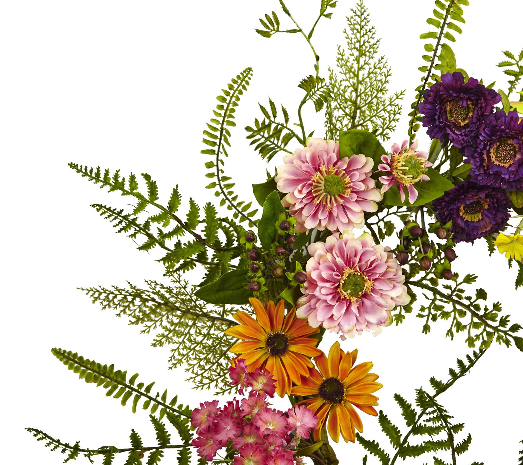 Mixed Flower Wreath by Nearly Natural - QVC.com