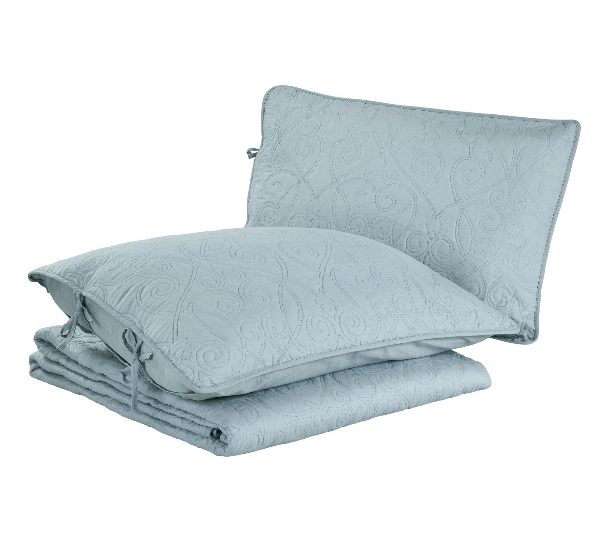 Laura Ashley Felicity Blue Full Queen Quilt-Sham Set - QVC.com
