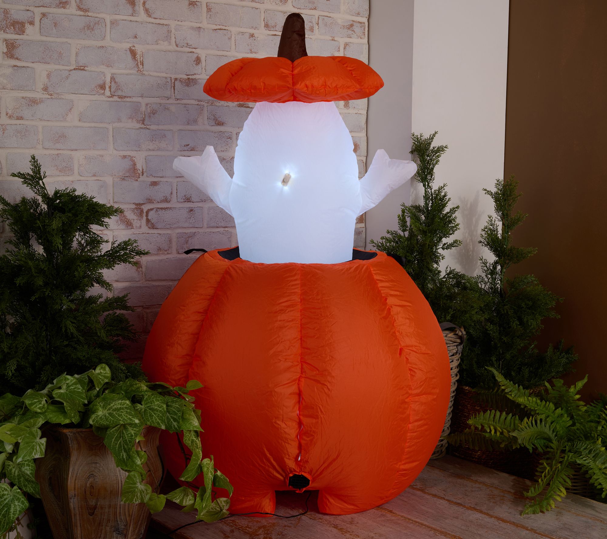 "As Is" Hay & Harvest 48" Inflatable Peek -A-Boo Ghost w/ Jack-O ...