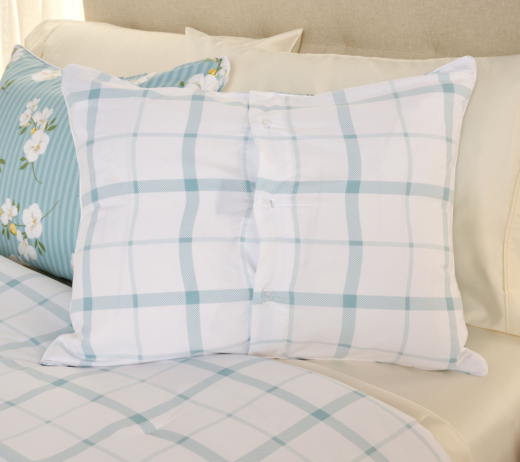 Home Reflections Floral Stripe Comforter & Sham Set- Full - QVC.com