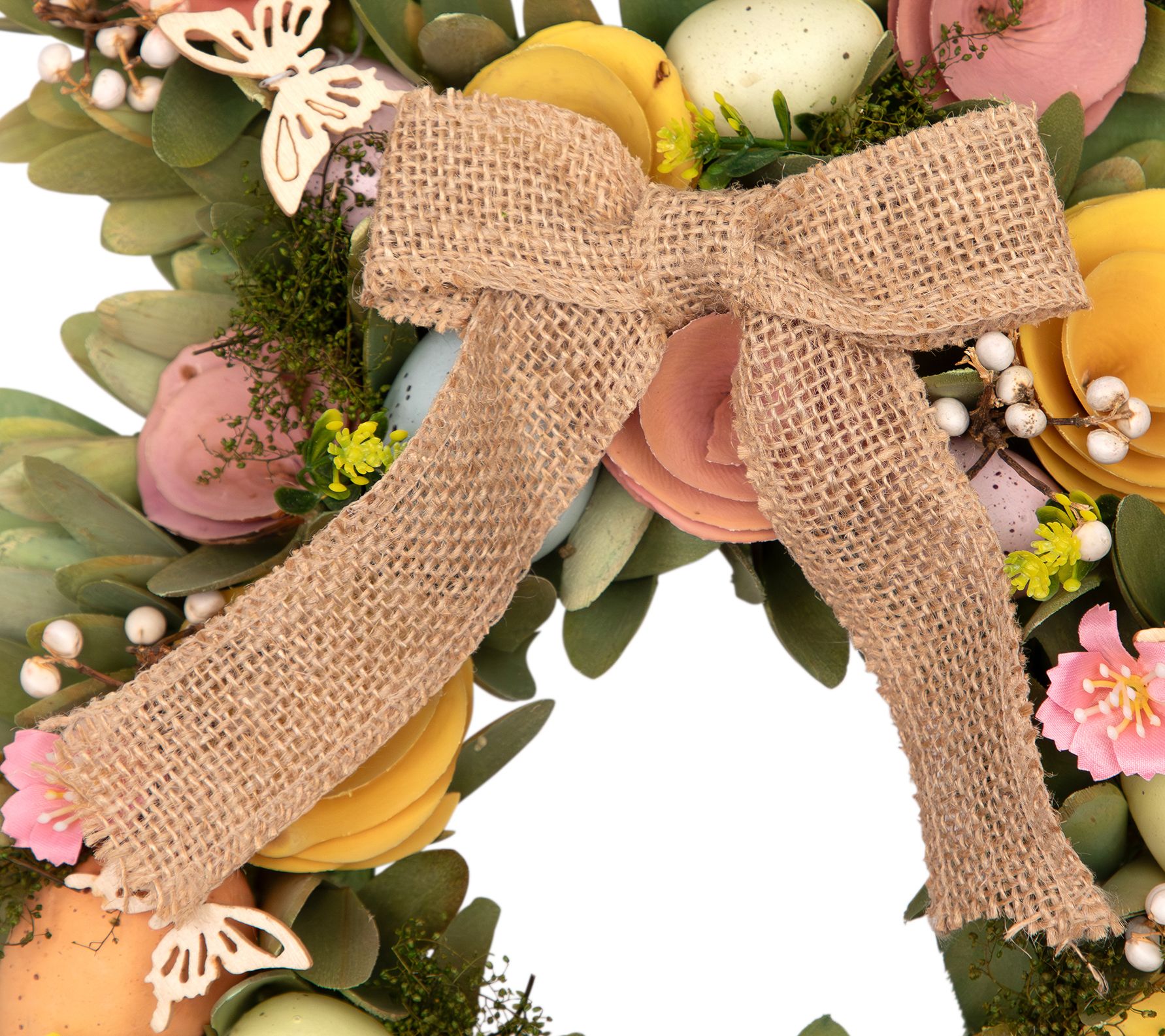 Northlight Floral and Twig Bunny Rabbit EasterEgg Wreath - QVC.com