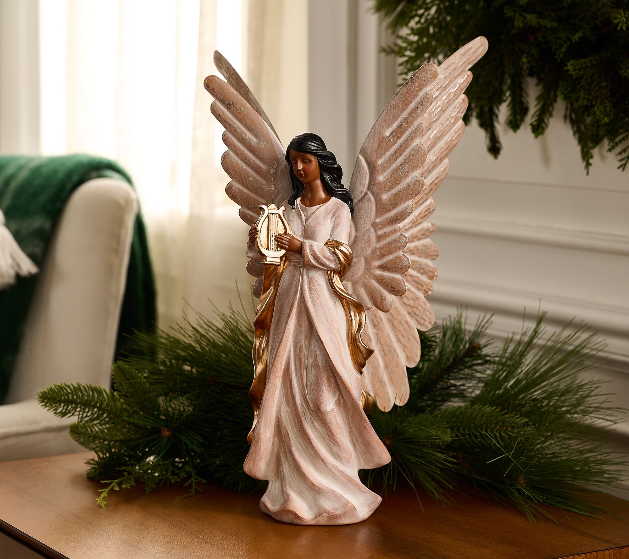 "As Is" 16" Angel w/ Instrument & Metal Wings by Valerie - QVC.com