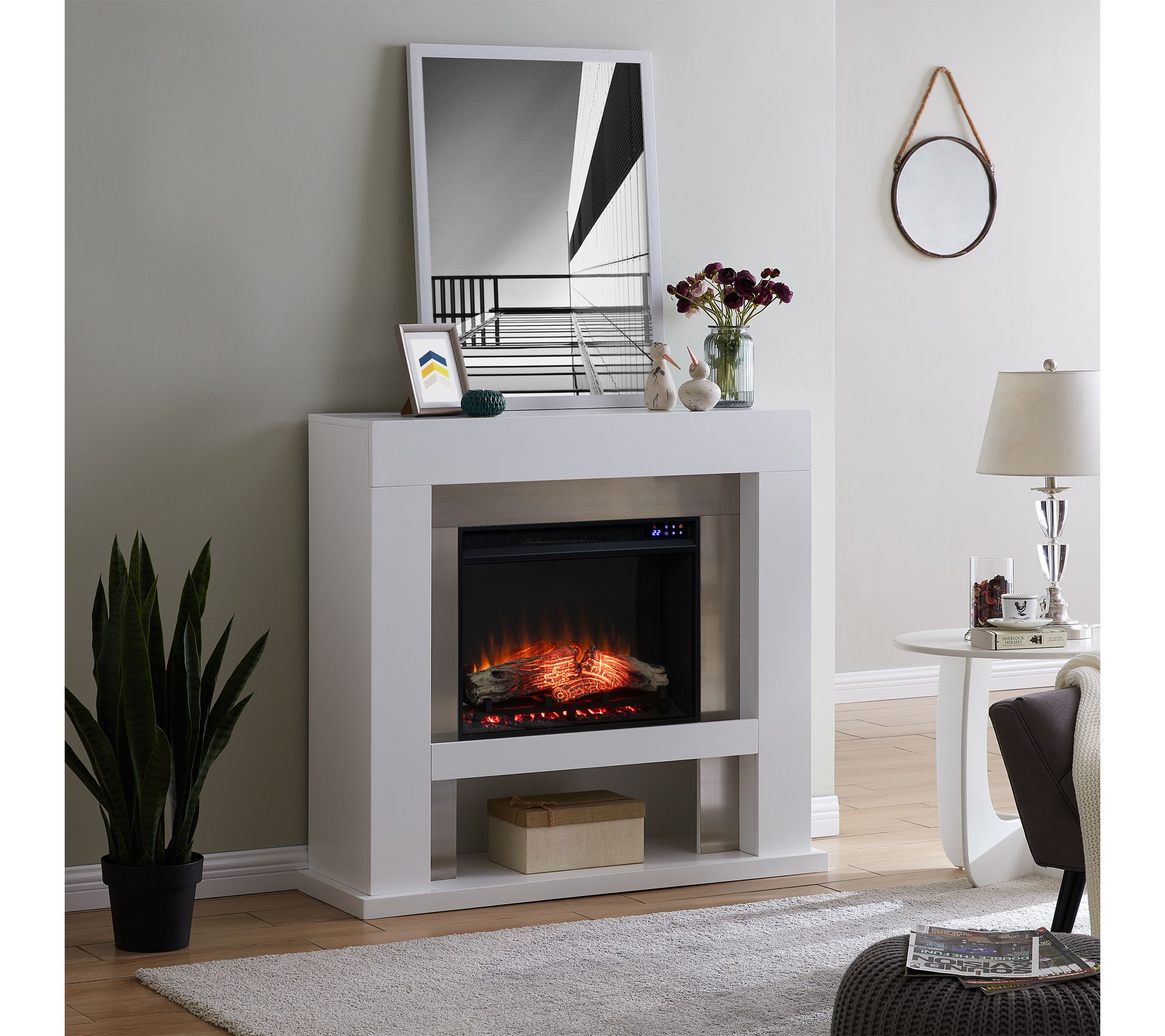SEI Lirrington Stainless Steel Touch Screen Electric Fireplace - QVC.com