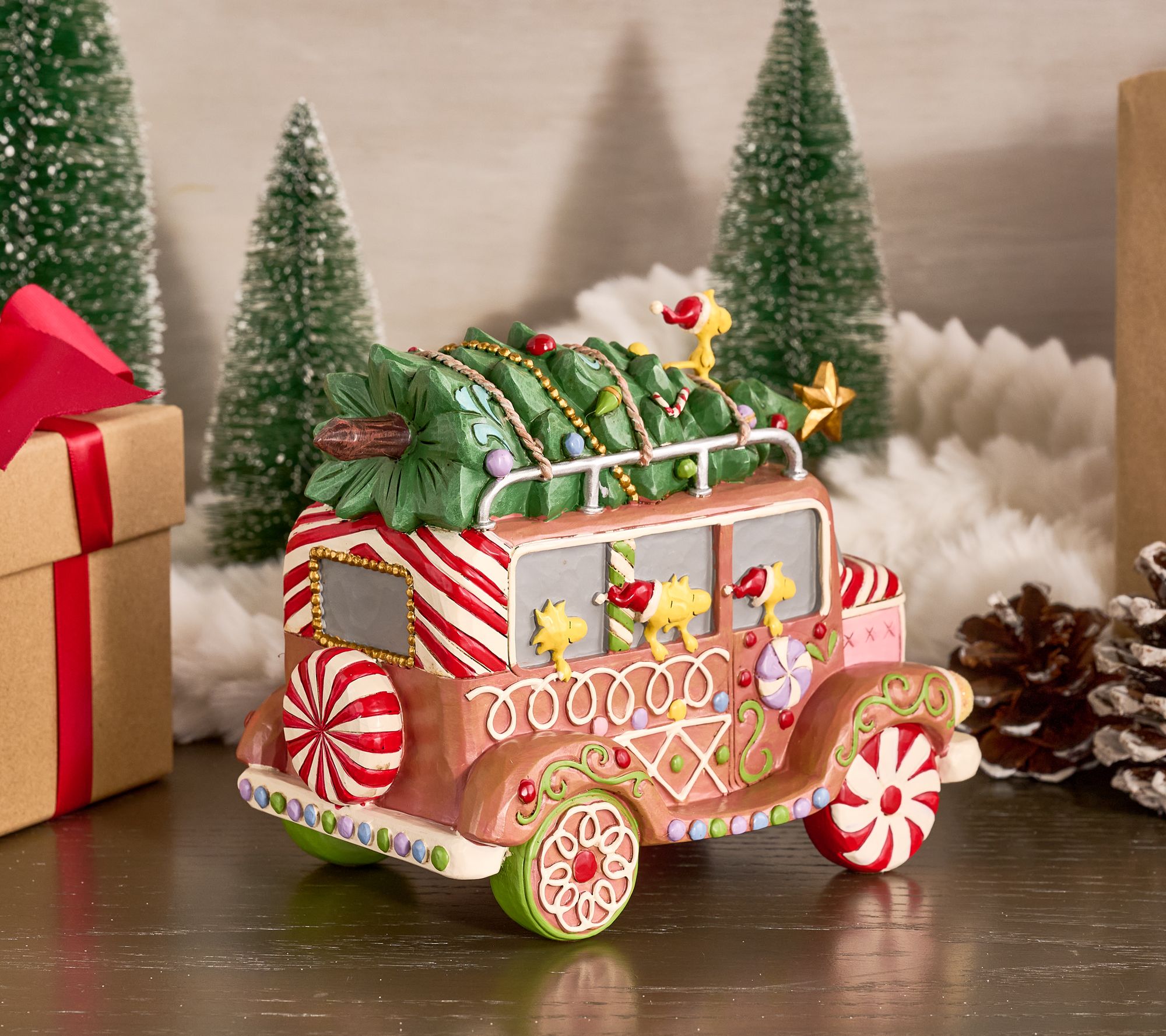 "As Is" Jim Shore Snoopy and Woodstock in a Gingerbread Van - QVC.com