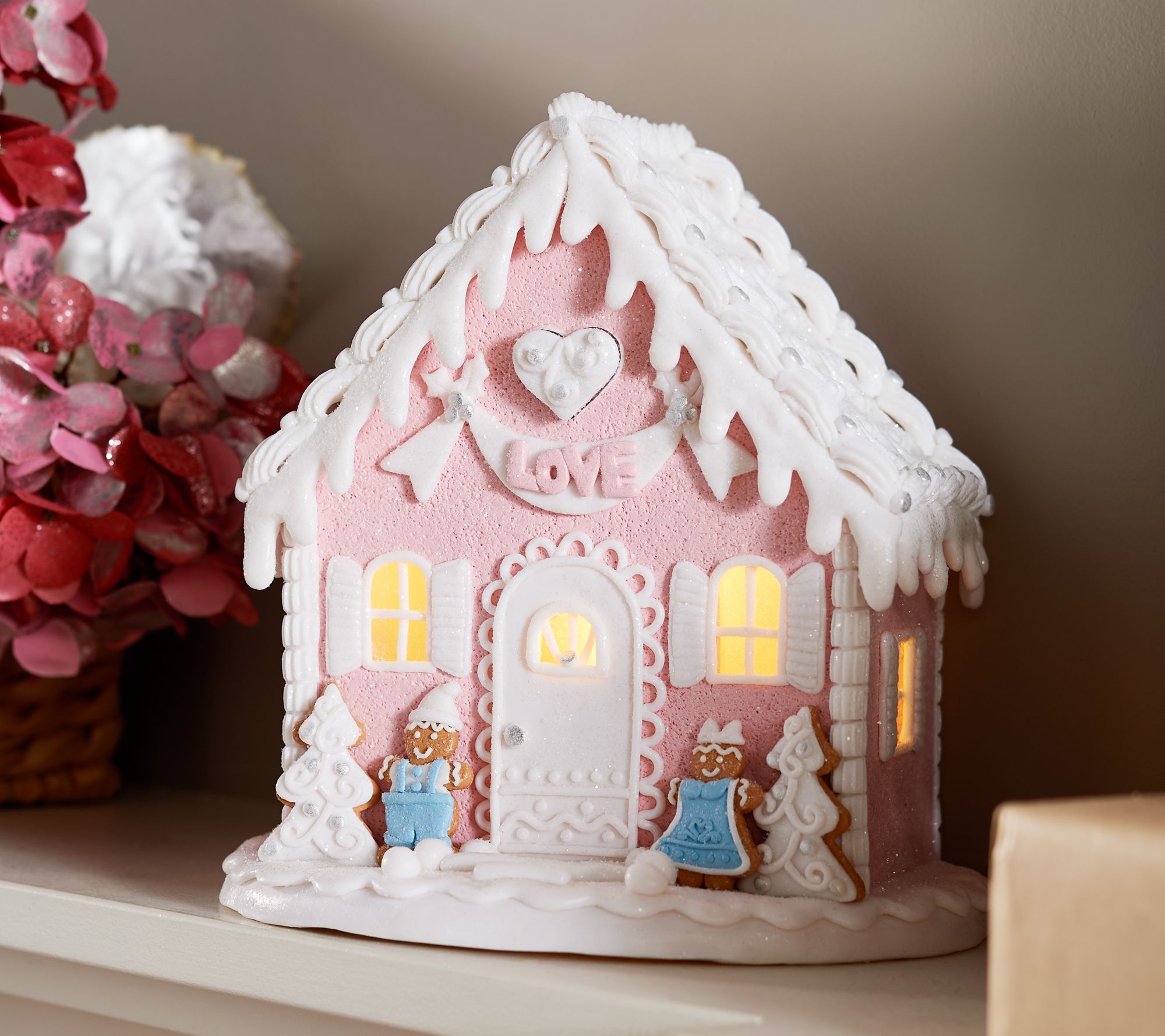 "As Is" 8.5" Pastel Peace, Love, Joy Gingerbread House - QVC.com