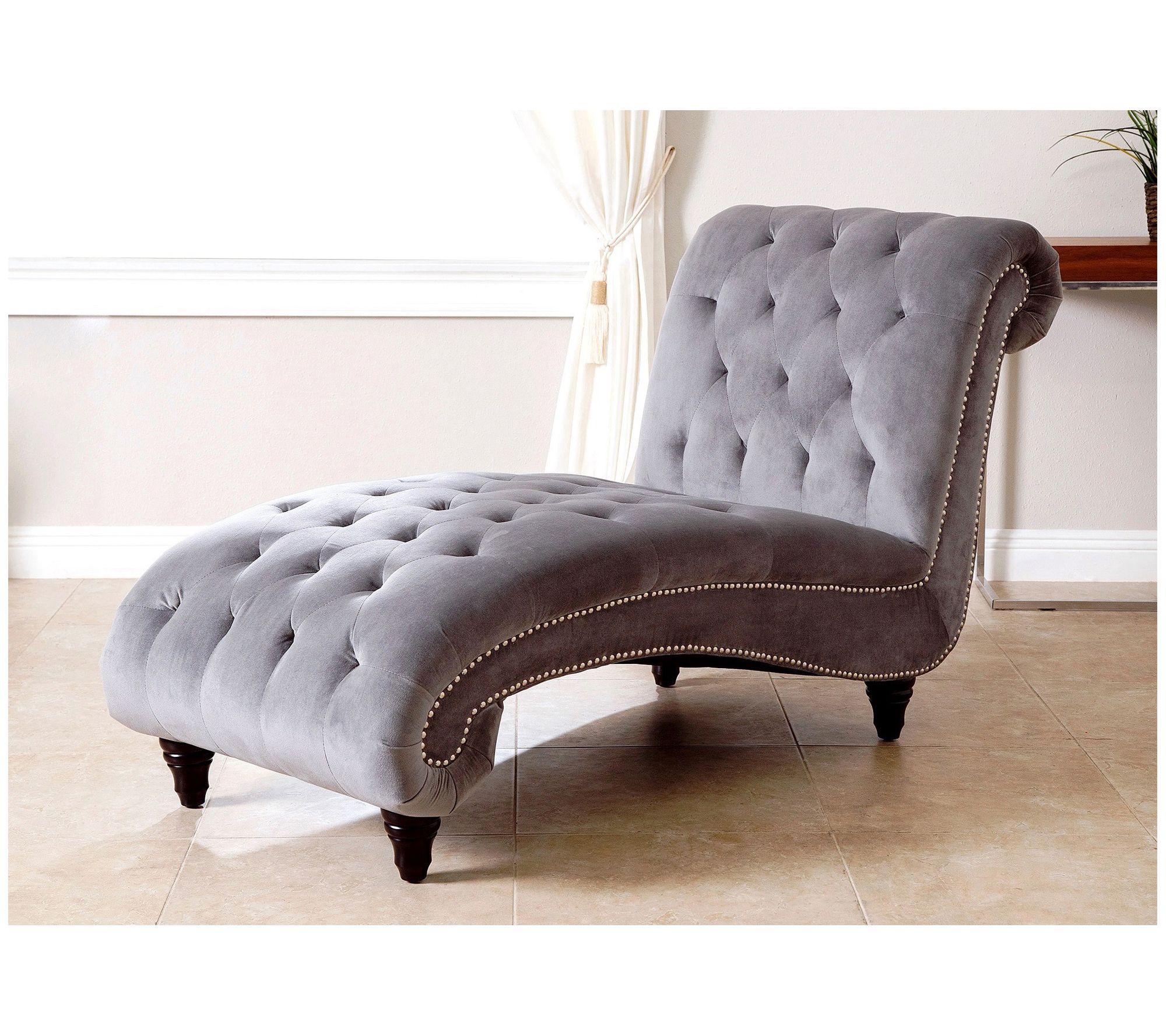 Tiffany Tufted Fabric Chaise Lounge by AbbysonLiving - QVC.com