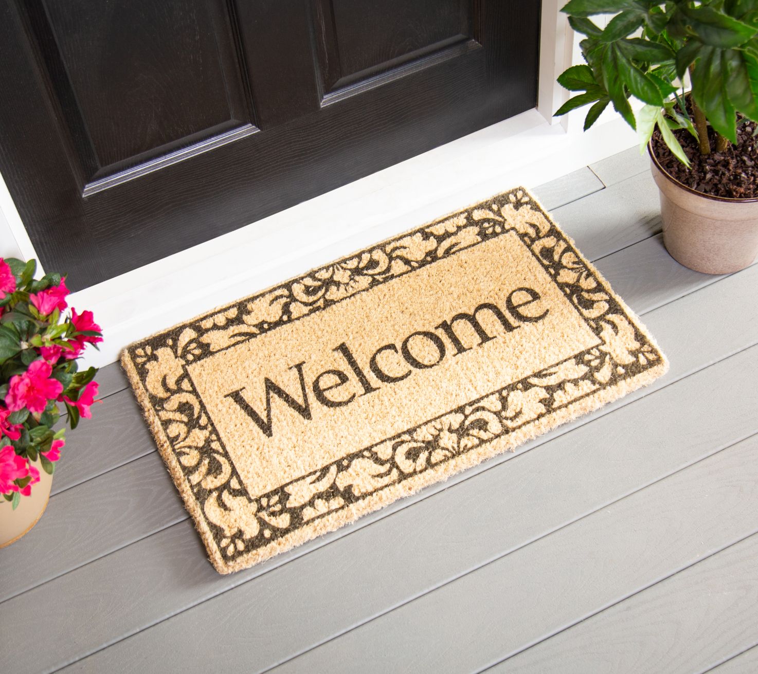 Evergreen Welcome Frame, Woven Coir Mat, 30 x 1 8" - QVC.com