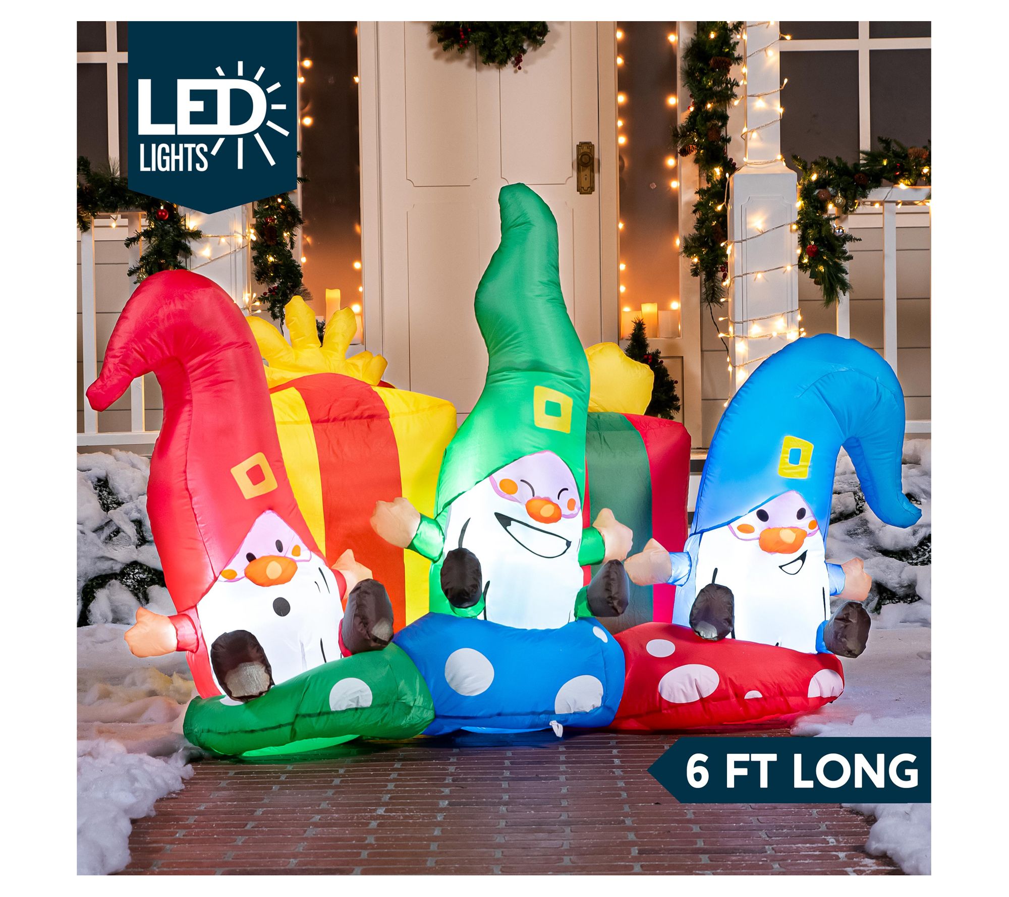 Joiedomi 6' Three Happy Gnomes Inflatable Decoration - QVC.com