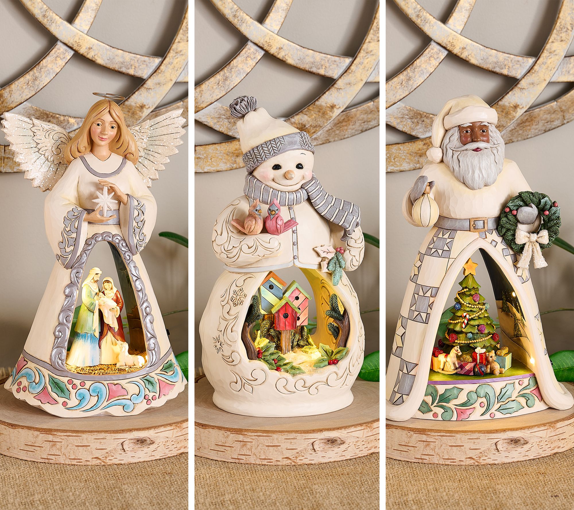 Jim Shore White Woodland 11" Illuminated Holiday Figures - QVC.com