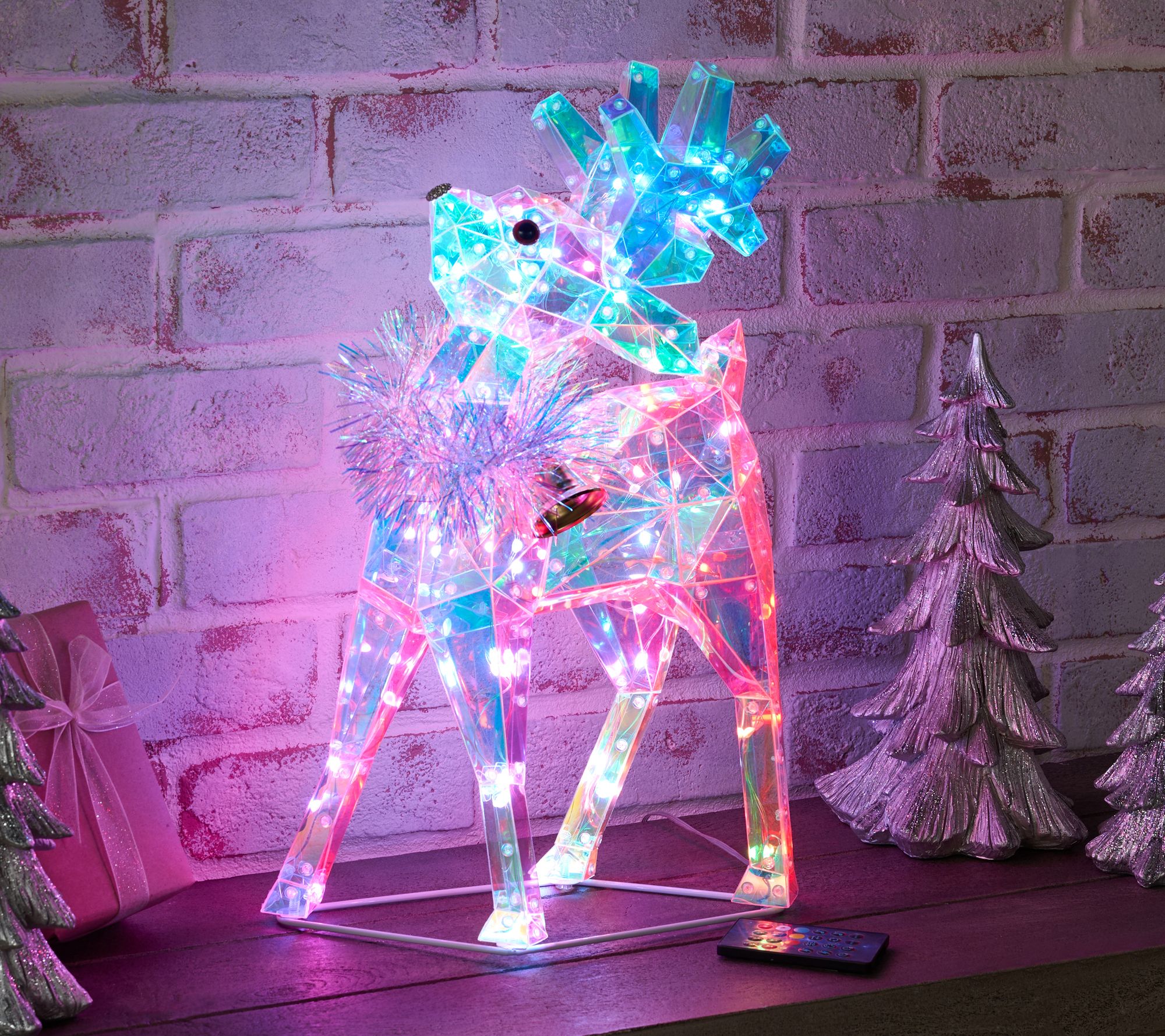 Kringle Express 18" In/Outdoor RGB Holographic Reindeer with Remote ...