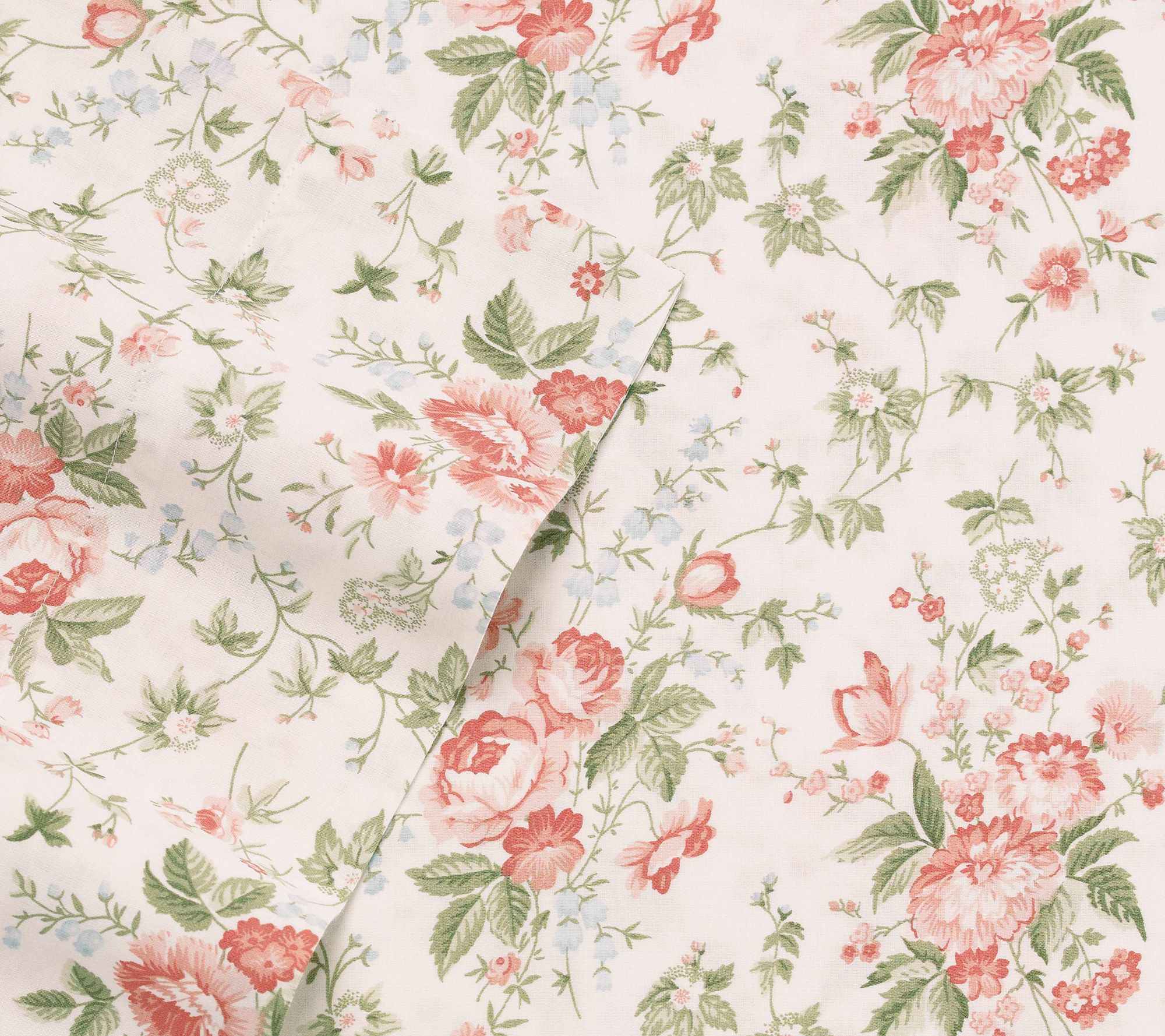 Laura Ashley Li lian Cotton Cor al 4-Piece Shee t Set-Queen - QVC.com