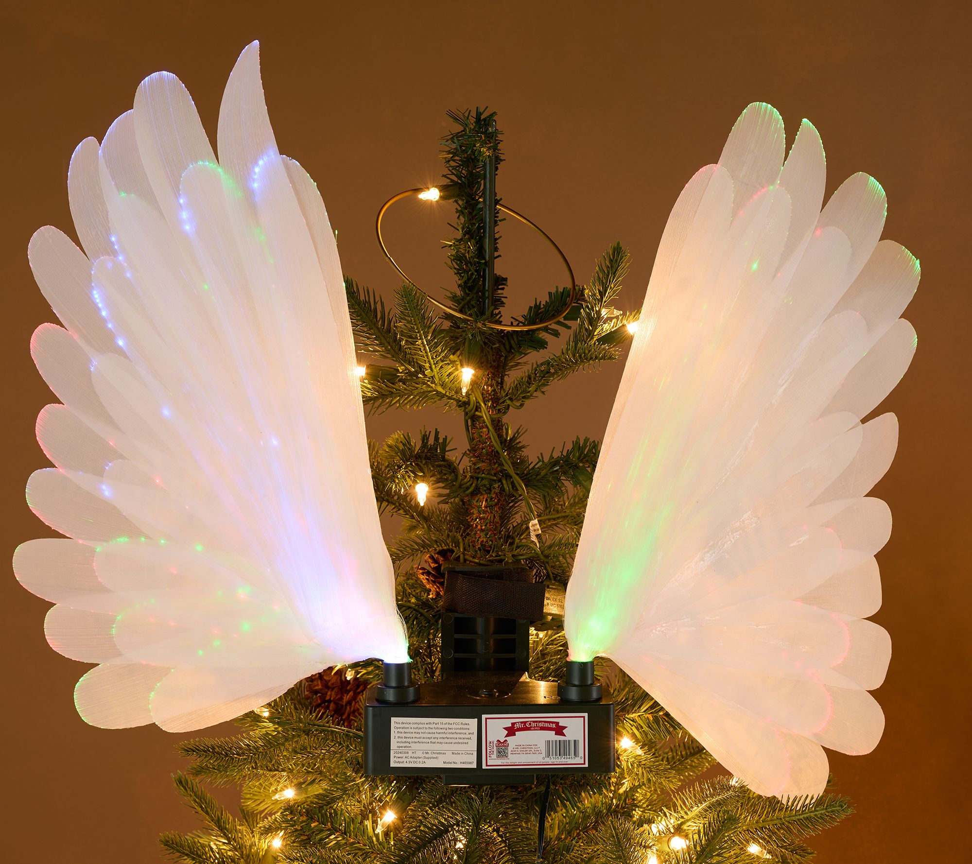 "As Is" Mr. Christmas 18" Fiberoptic Angel Wings Tree Topper - QVC.com