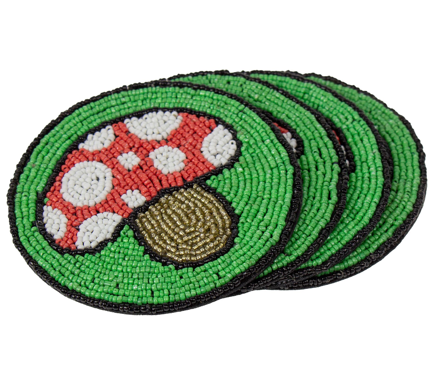 Global Crafts Hand Embroidered Glass Bead Coasters, Set of 4 - QVC.com