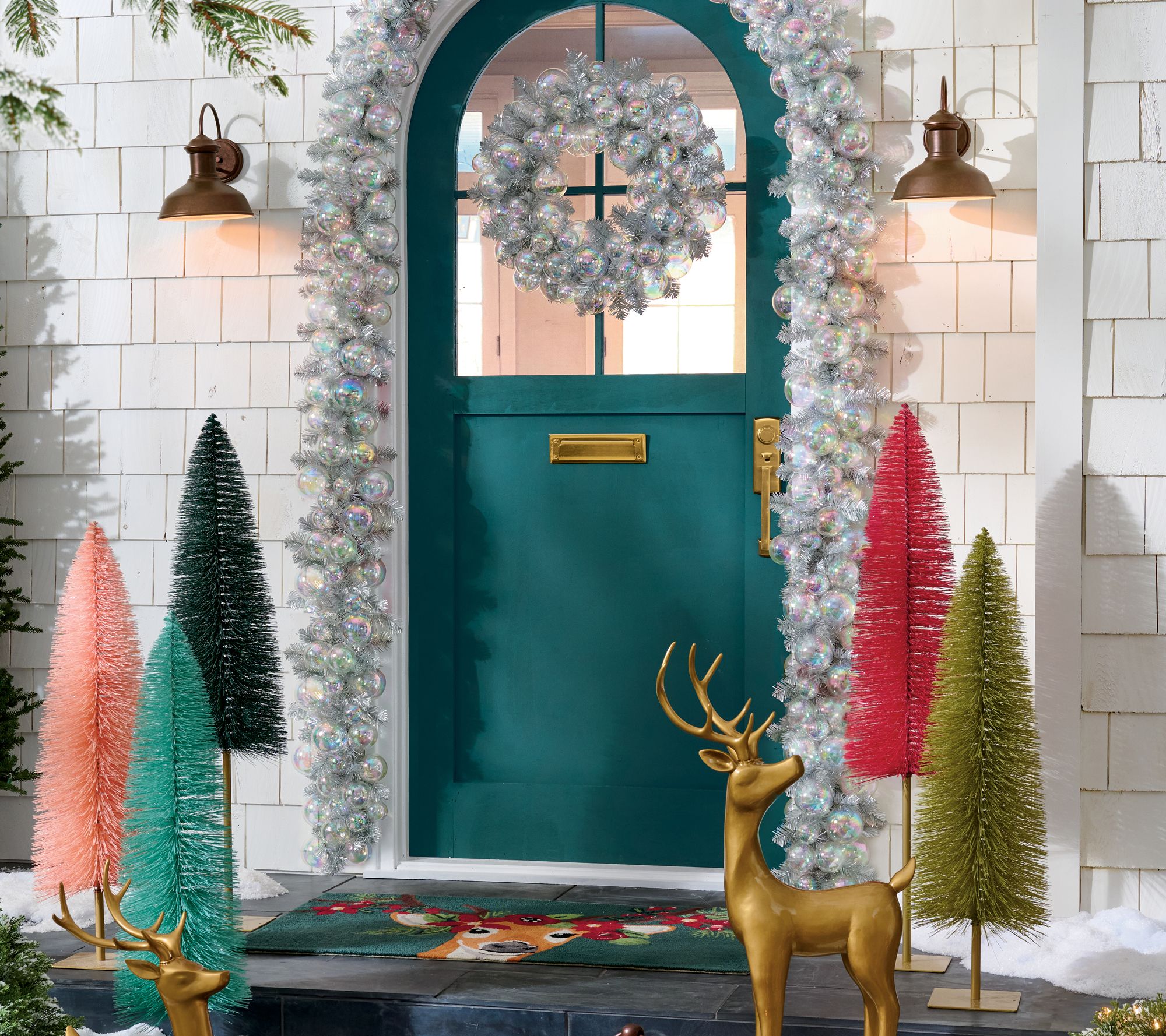 Grandin Road Raya Reindeer Indoor/Outdoor Hooked Door Mat - QVC.com