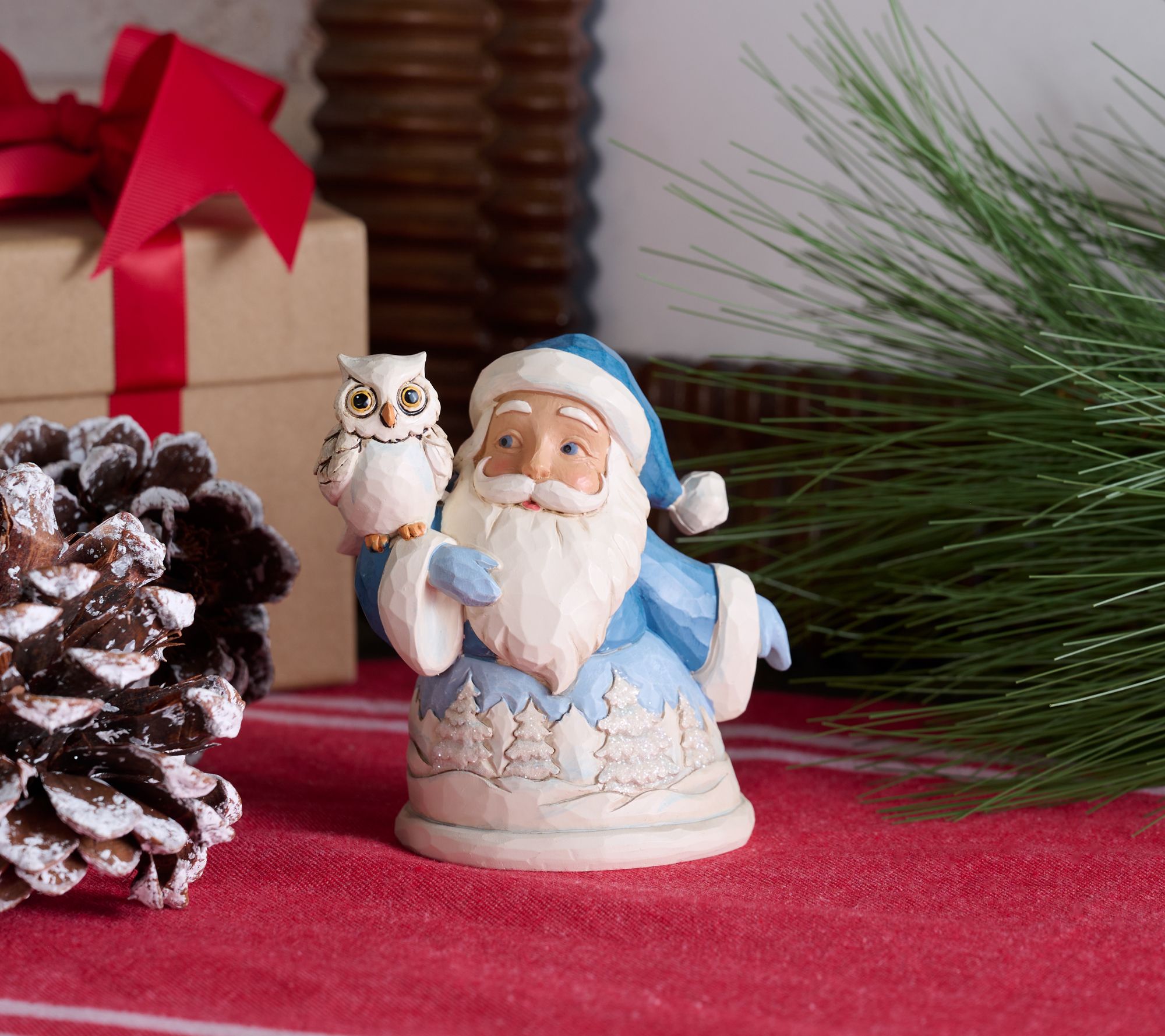 Jim Shore Heartwood Creek 3" Santa With Owl and Winter Scene - QVC.com