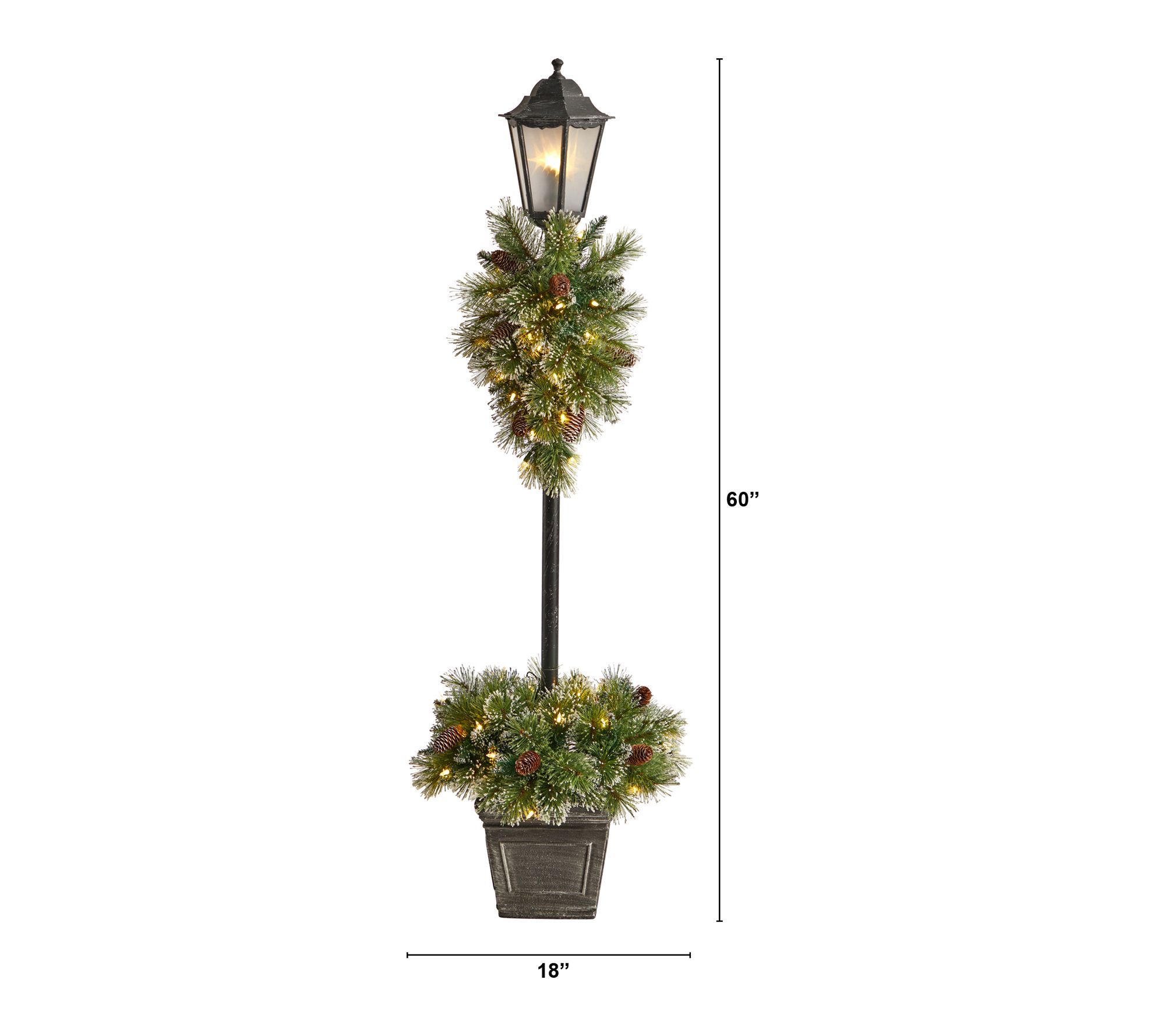 Nearly Natural 5' Pre-lit Decorated Lamp Post with Greenery - QVC.com
