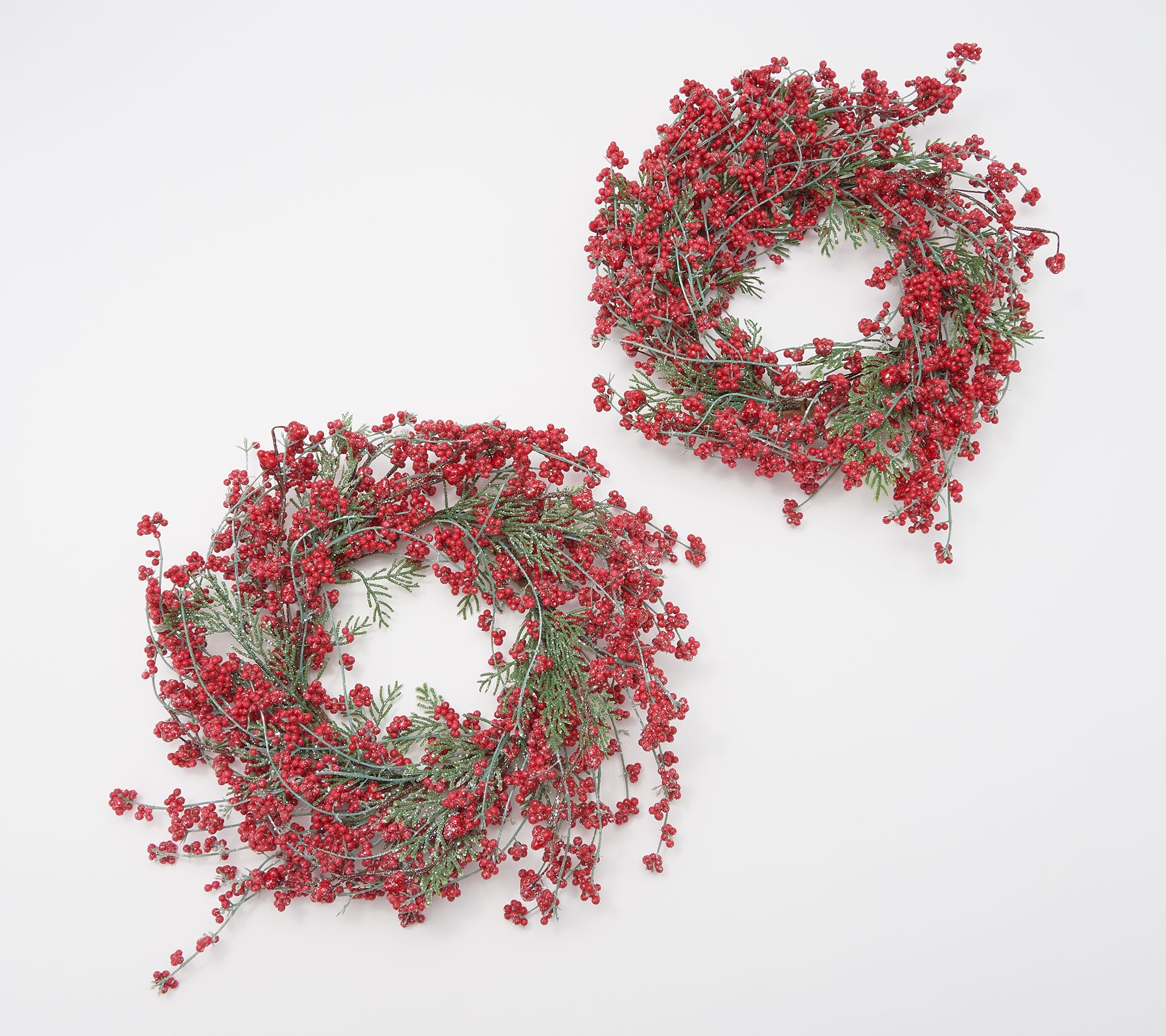 "As Is" Winter Garden S/2 18" Frosted Berry & Cedar Rings by Valerie ...