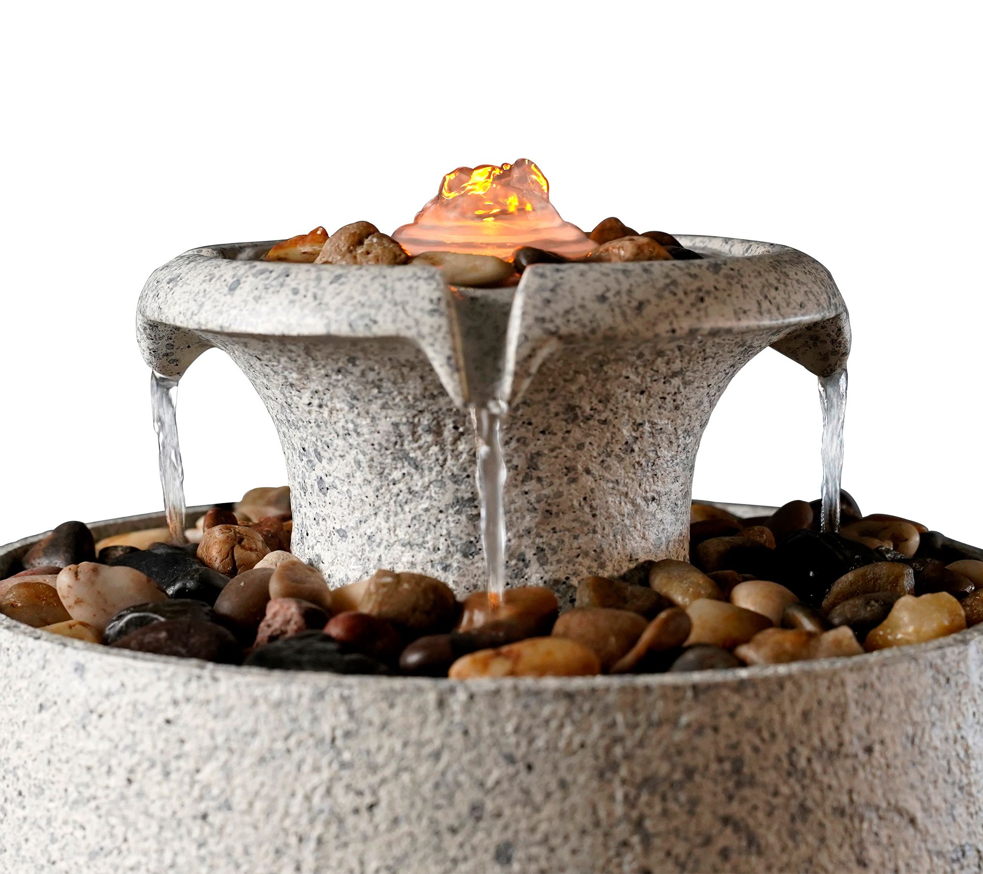 Teamson Home Natural Tabletop Tiered Fountain wLED Light - QVC.com