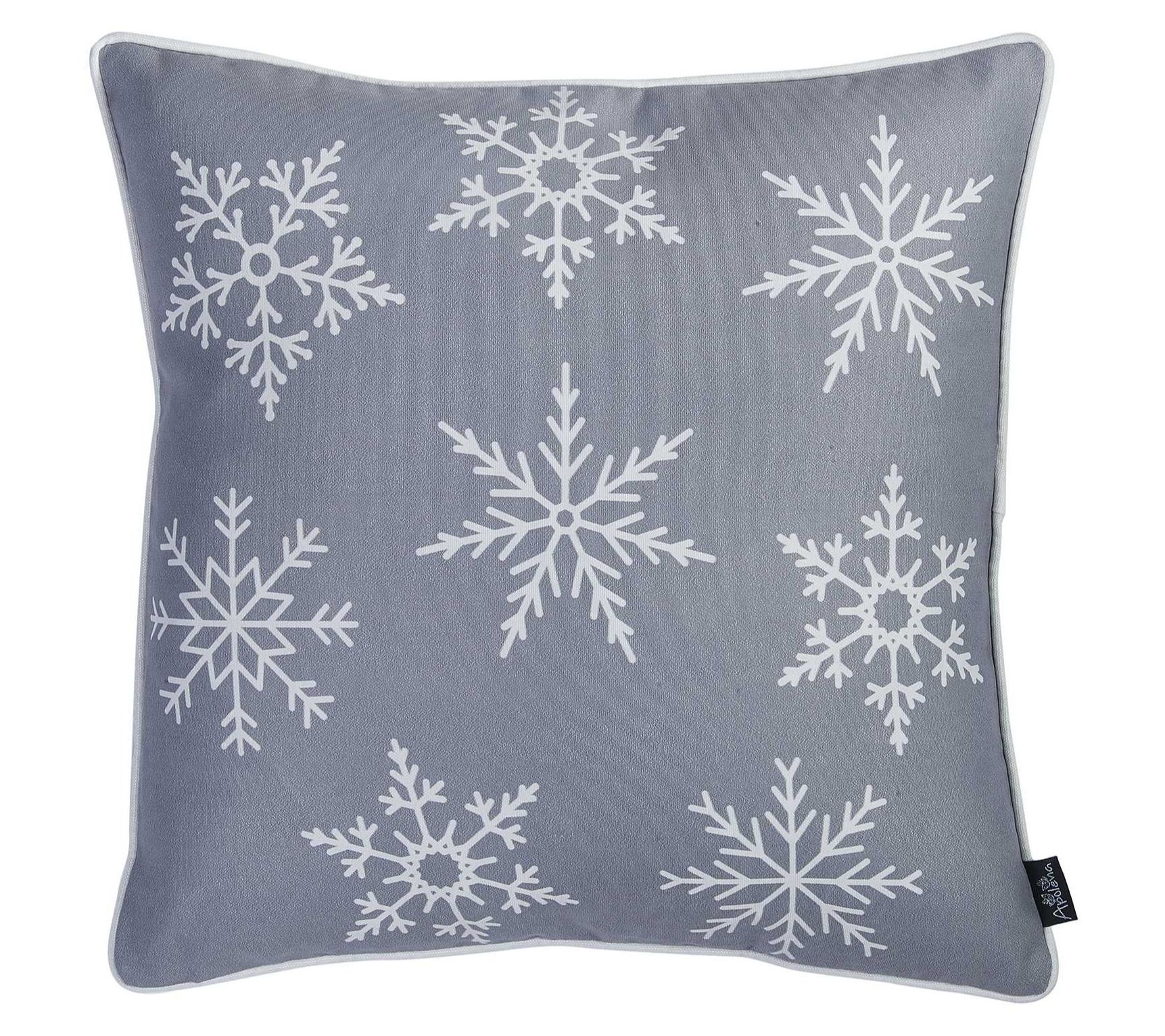 HomeRoots 18" Silver Gray Snowflakes Throw Pillow Cover - QVC.com