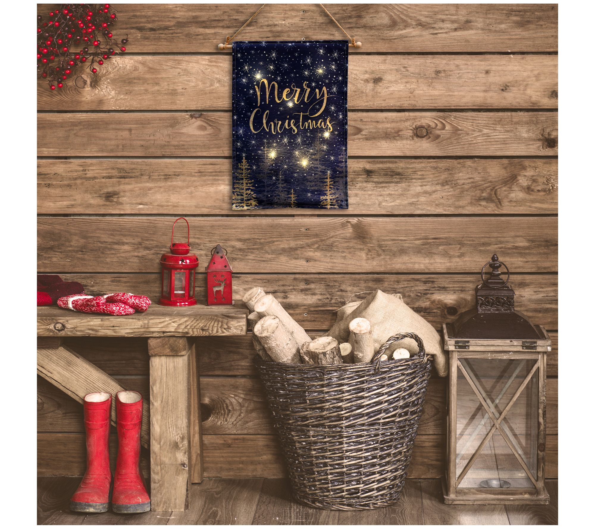 LumaBase LED Lighted Wall Banner - Merry Christmas - QVC.com
