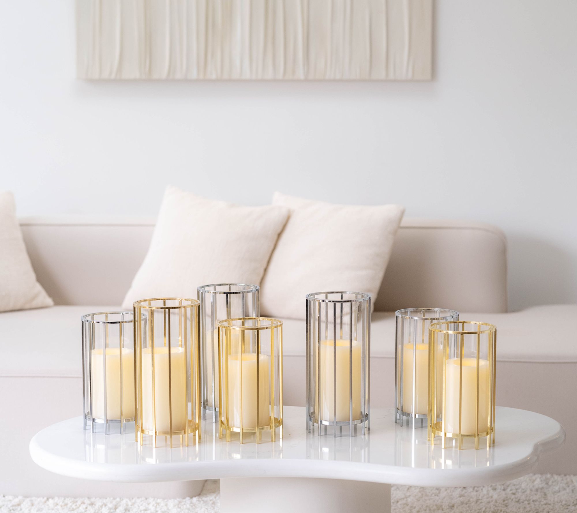 "As Is" BFF Collection Set of 2 10" & 6" Metal Hurricane w/LED Candles ...