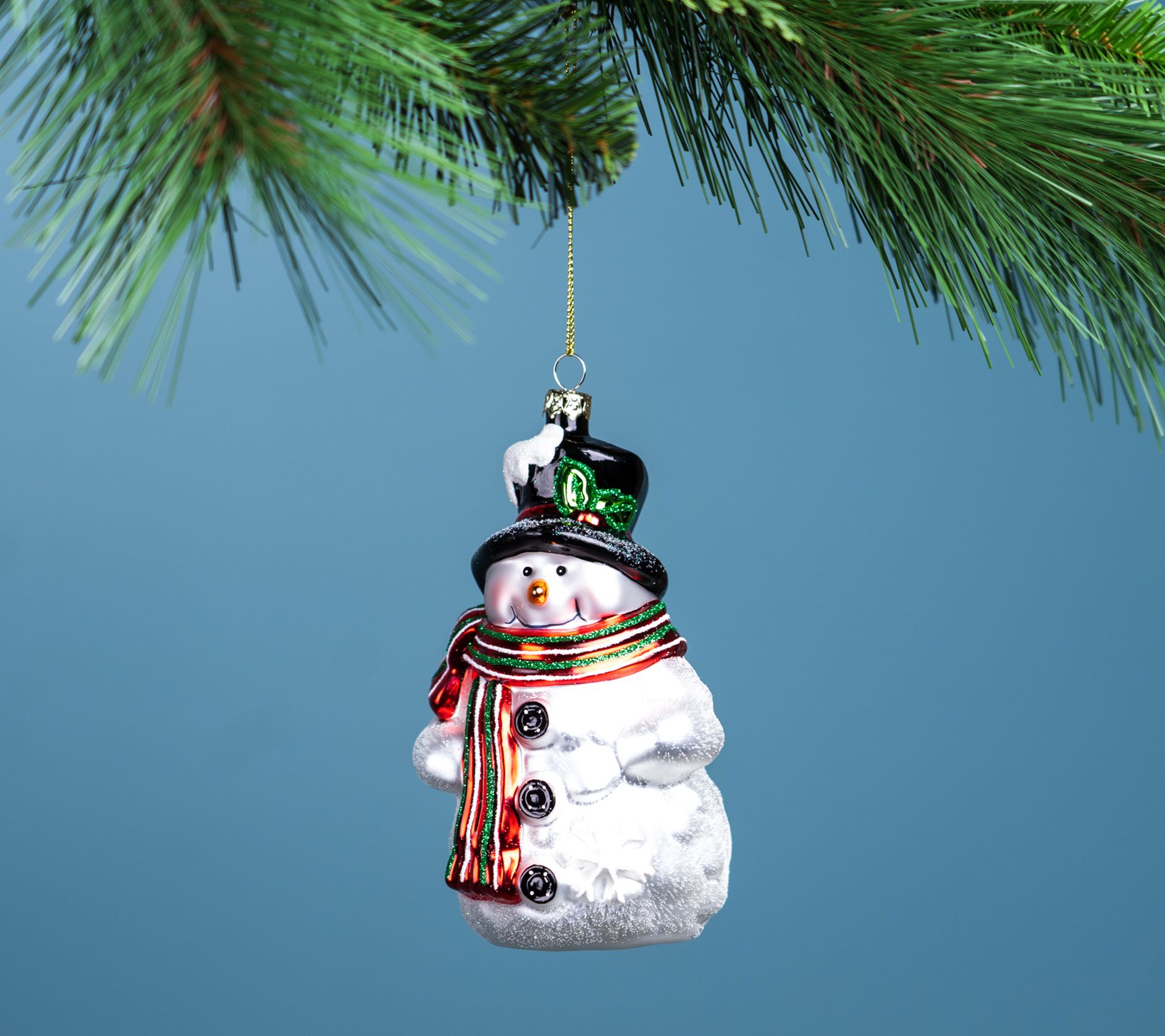 Melrose Glittered Glass Snowman Ornament (Set of 6) - QVC.com